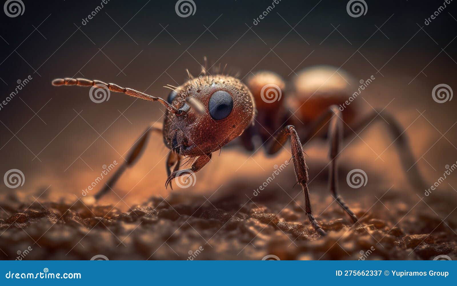 Small Yellow Ant on Leaf, Magnified Generated by AI Stock Illustration ...