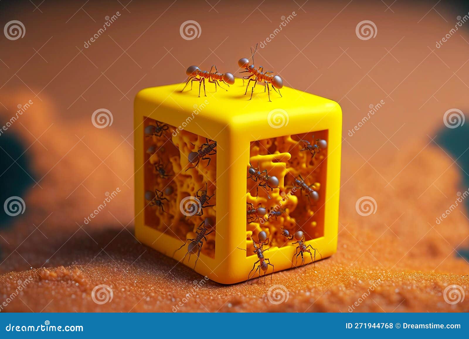 Small Yellow Ants Carrying Box for Building Anthill Stock Photo - Image ...