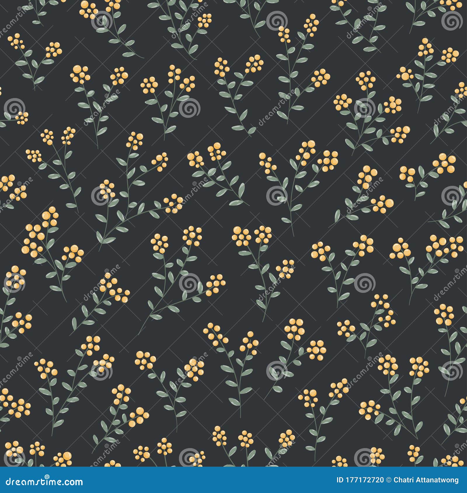 Small Yellow Berries and Leaves Seamless Pattern Vector Fruits ...
