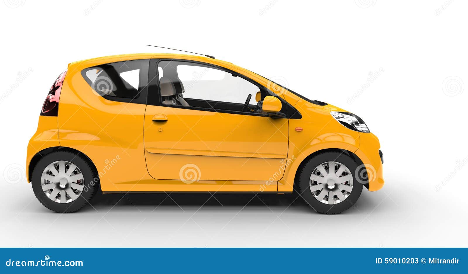 Small Yellow Car - Side View Stock Illustration - Illustration of ...