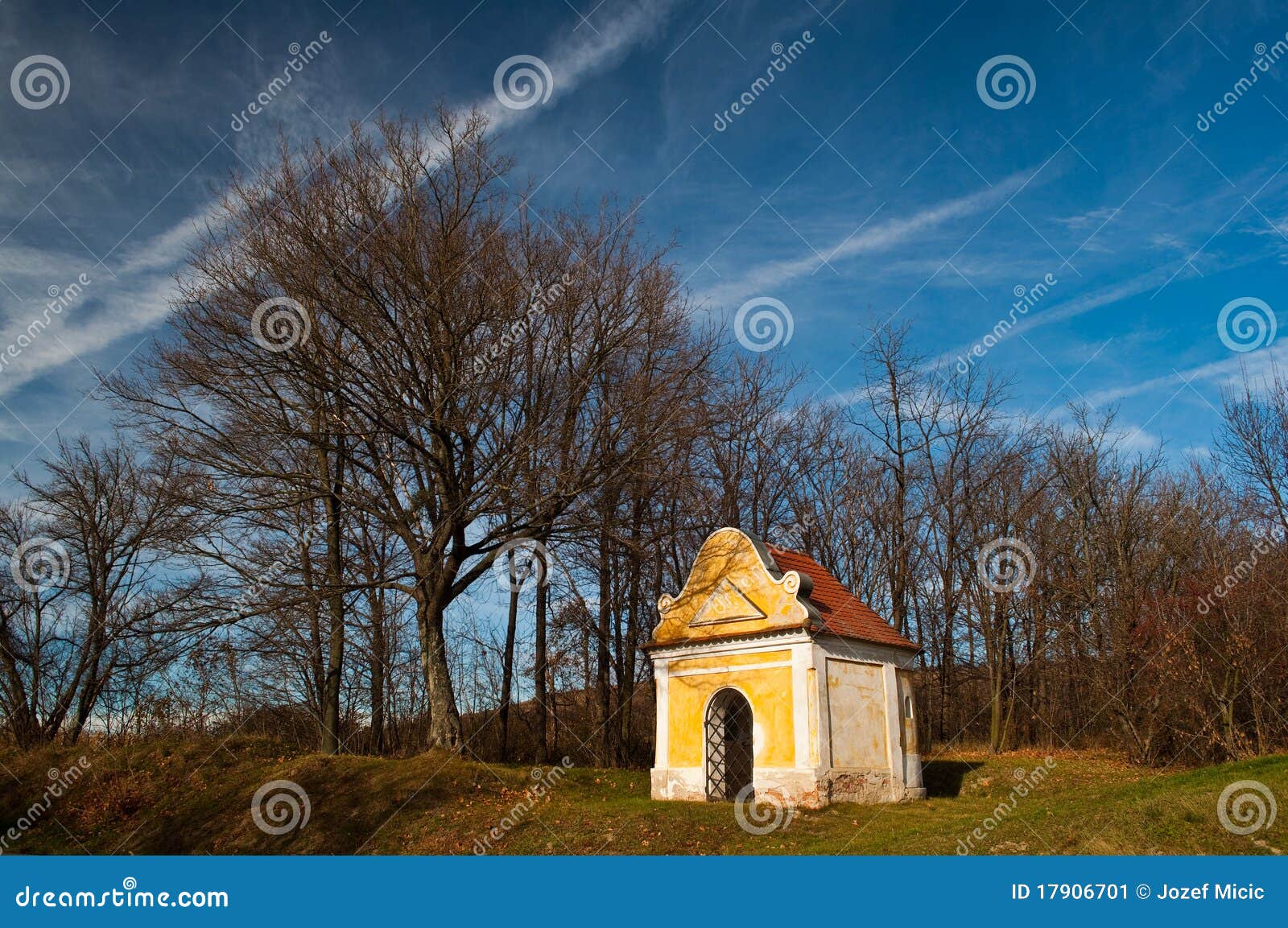 Small yellow chapel stock image. Image of clouds, cloud - 17906701