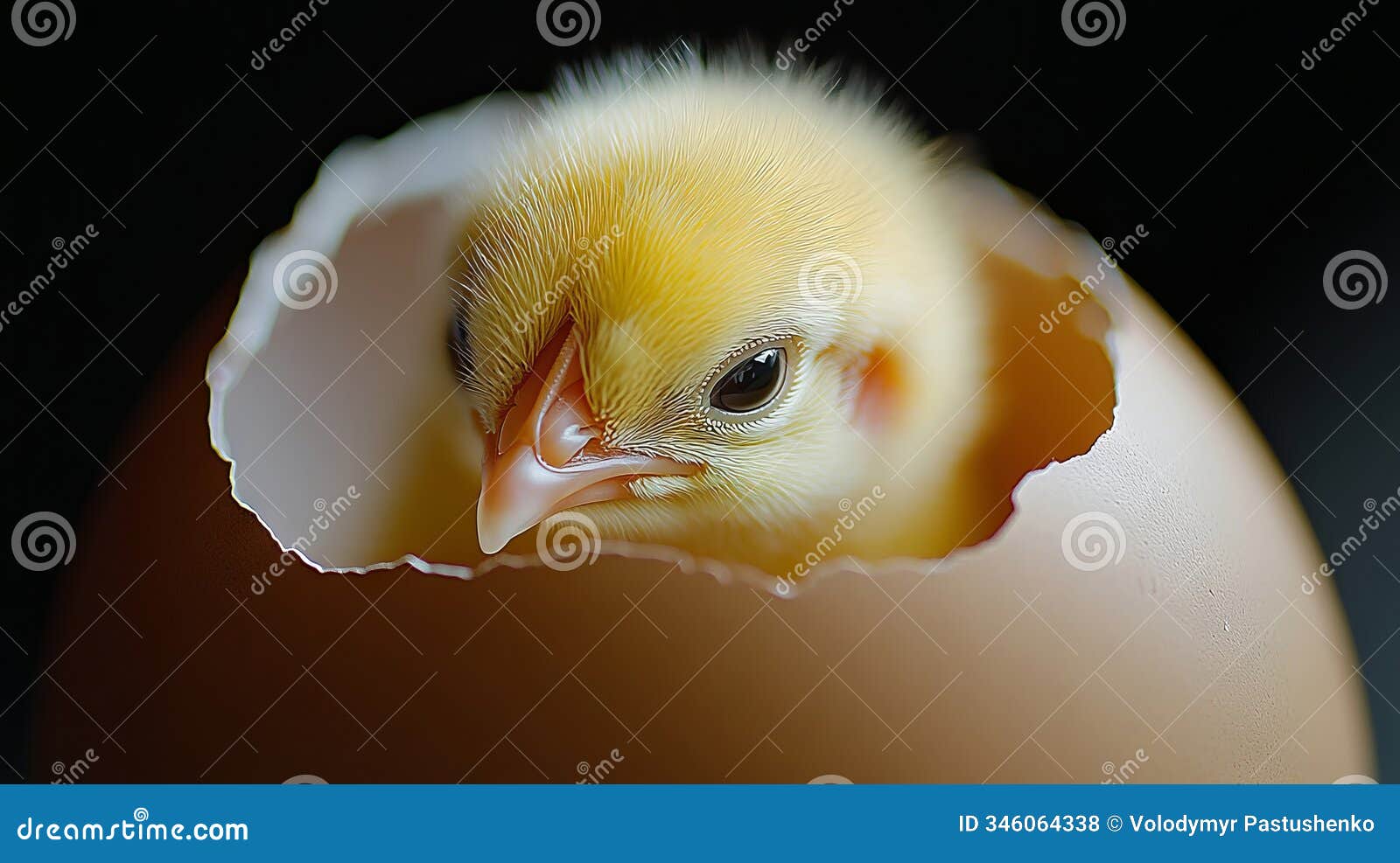 A Small Yellow Chicken Peeking Out of an Egg Shell Stock Photo - Image ...