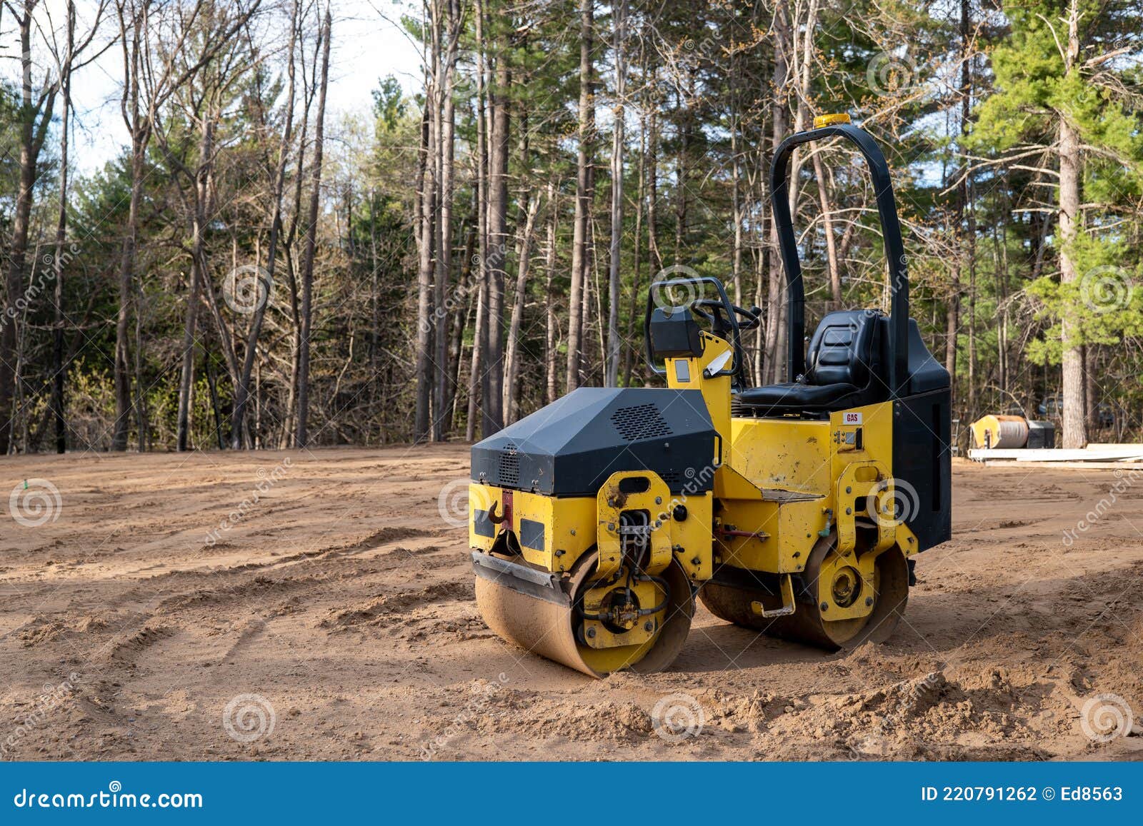 Small Yellow Compactor Roller Machine on an Empty Buidling Site Stock ...