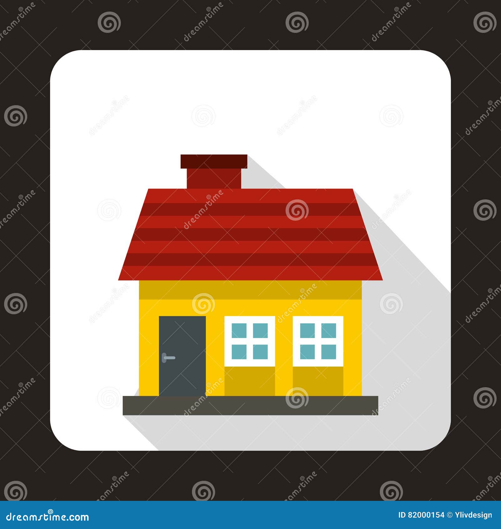 Small Yellow Cottage Icon, Flat Style Stock Vector - Illustration of ...