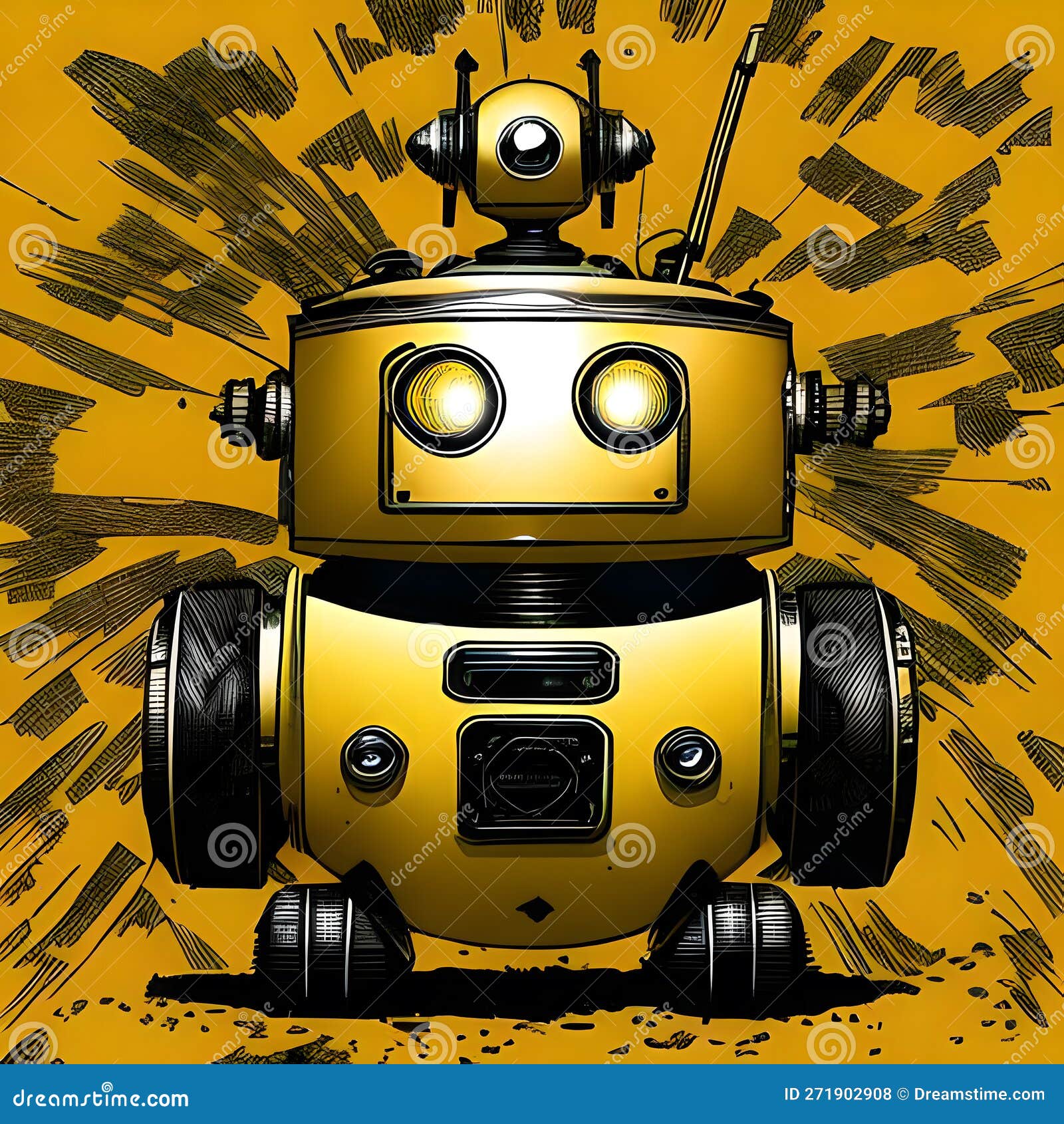 Yellow droid robot stock illustration. Illustration of creature - 271902908