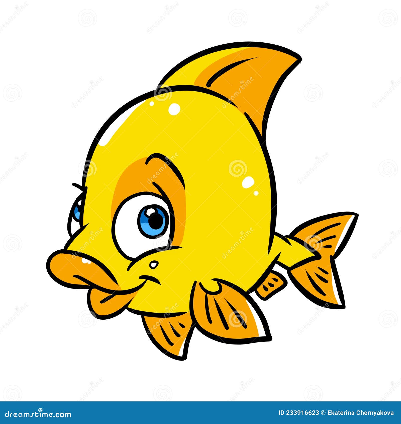 Small Yellow Fish Character Illustration Cartoon Stock Illustration ...
