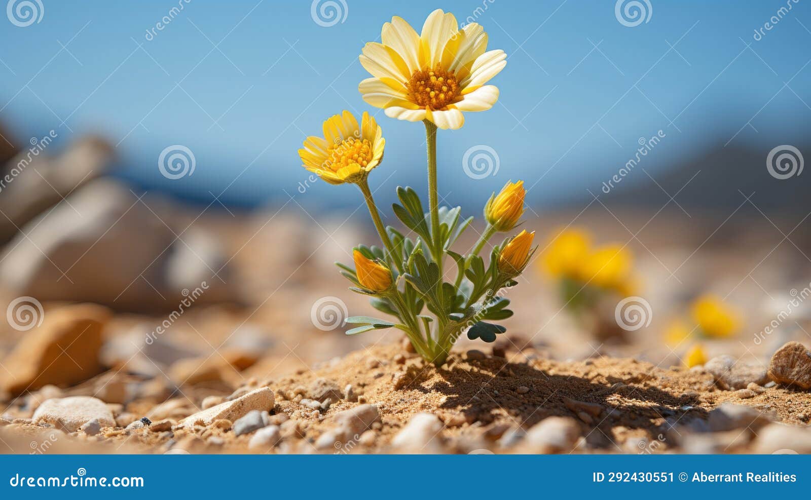 A Small Yellow Flower Growing Out of the Ground Stock Illustration ...