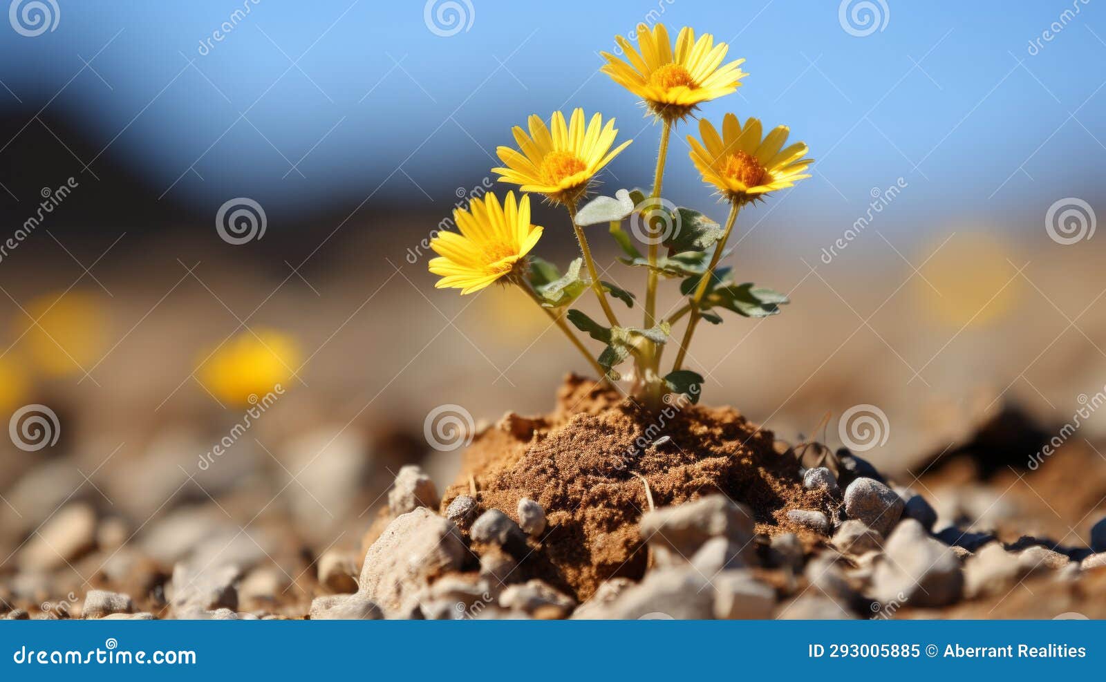 A Small Yellow Flower is Growing Out of the Ground Stock Illustration ...