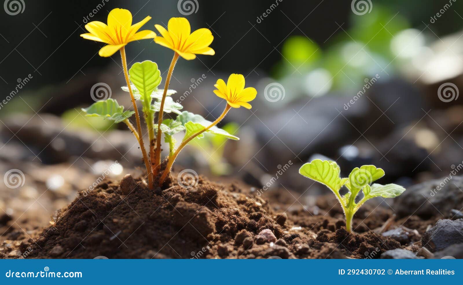 A Small Yellow Flower Sprouting from the Ground Stock Illustration ...