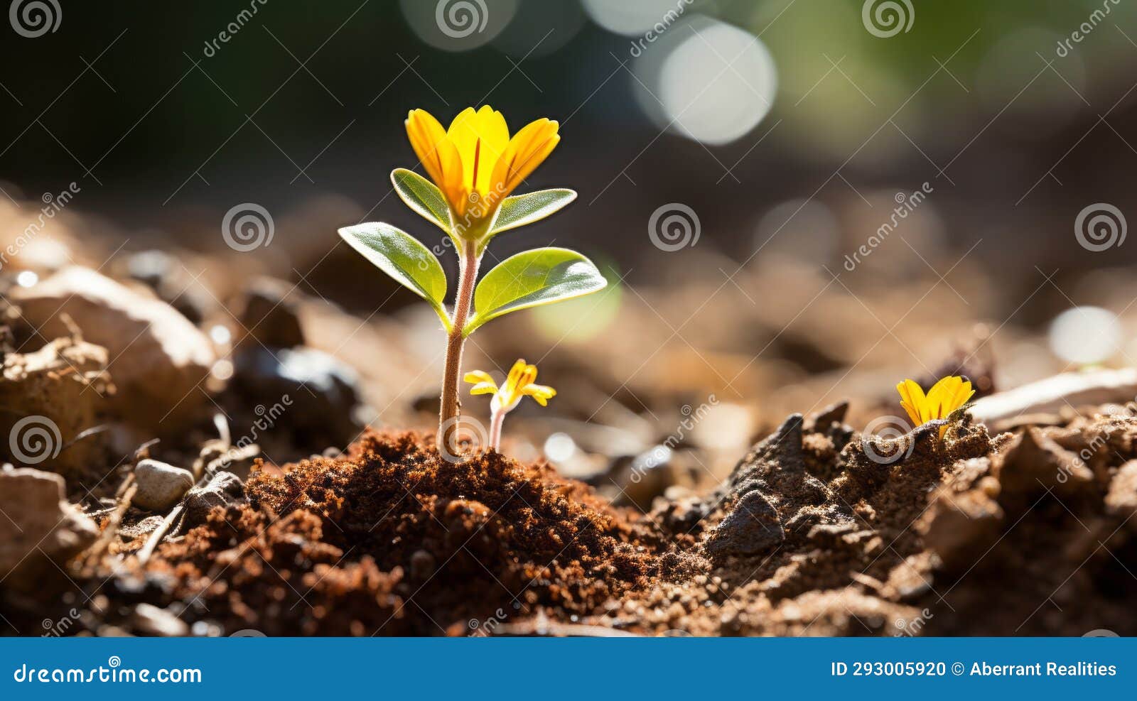 A Small Yellow Flower Sprouting from the Ground Stock Illustration ...