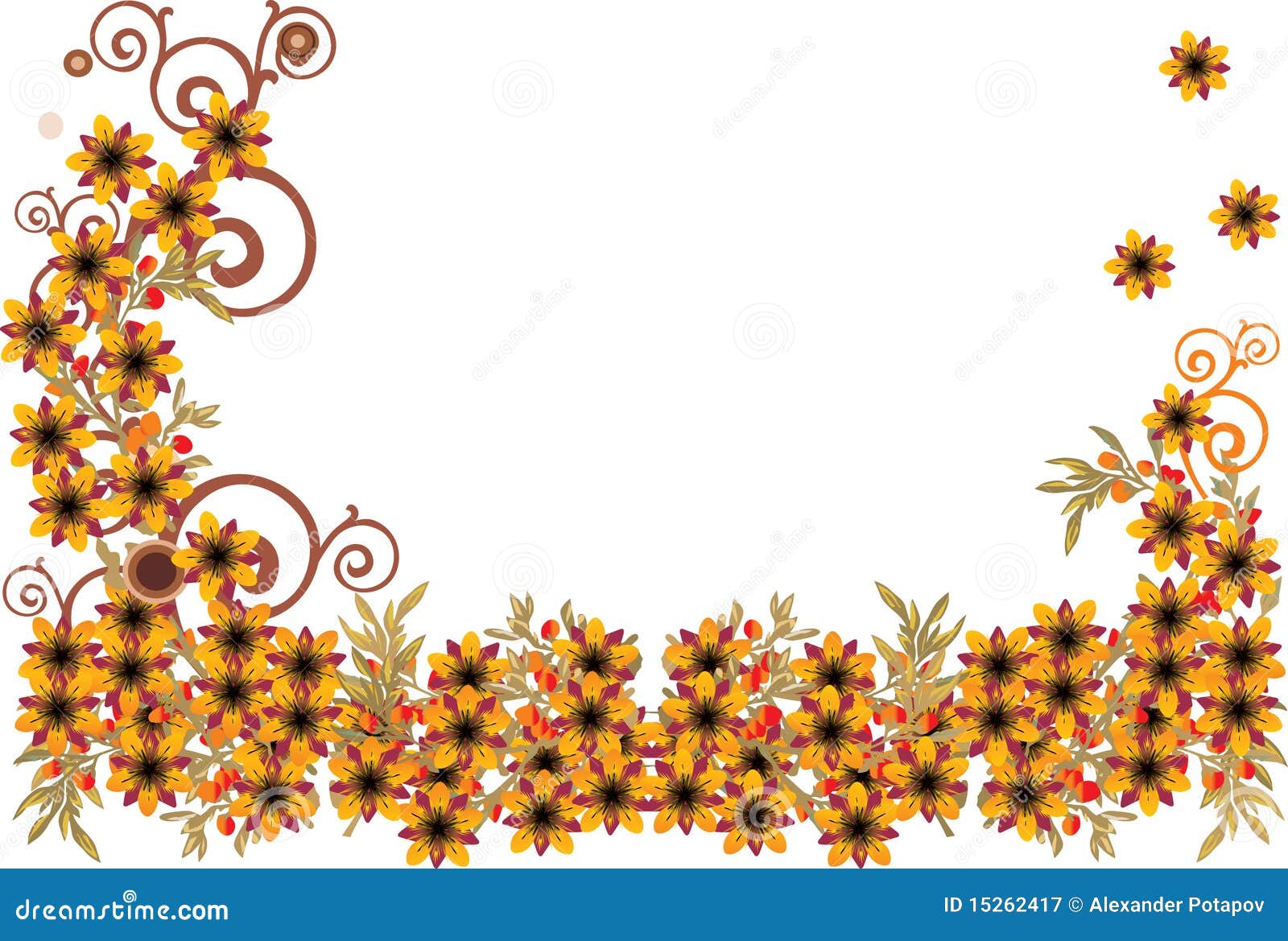Small Yellow Flowers Half Frame Stock Vector - Illustration of flower ...