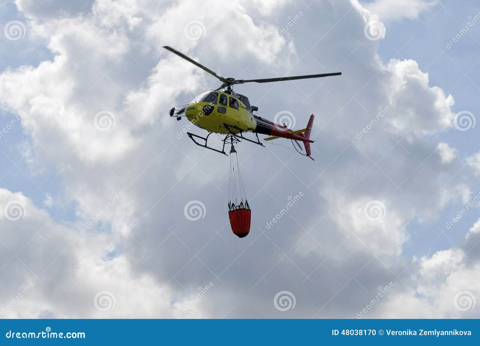 The Small Yellow Helicopter in the Sky. Editorial Image - Image of ...