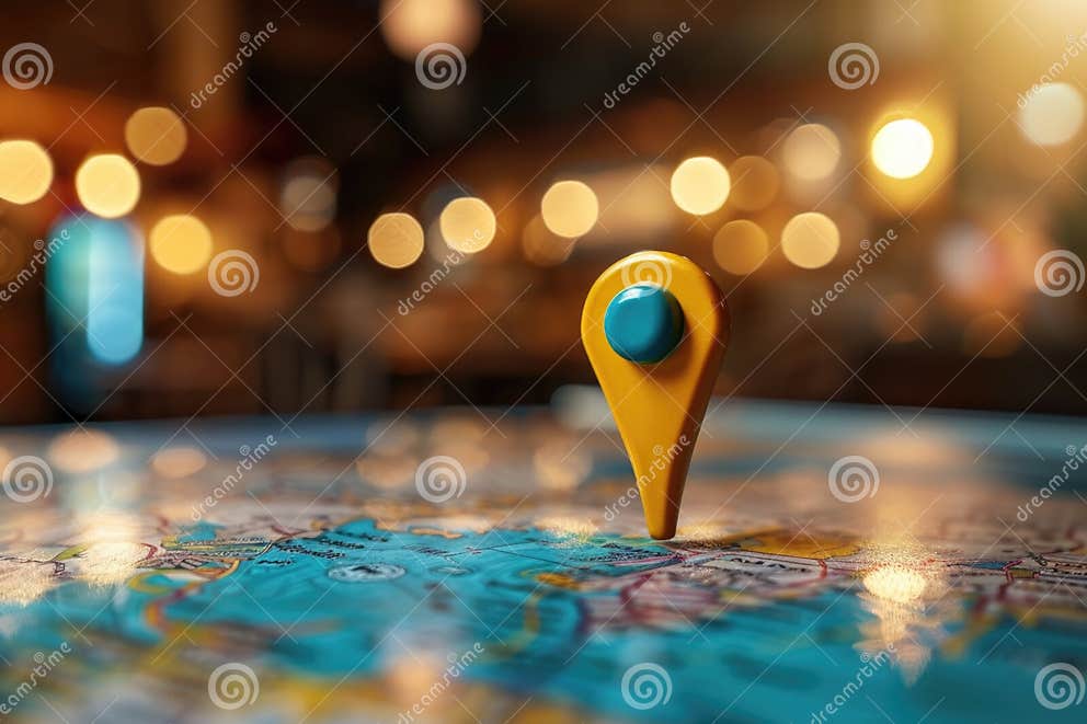 A Small Yellow Pin Sitting on the Surface of a Map, Indicating a ...