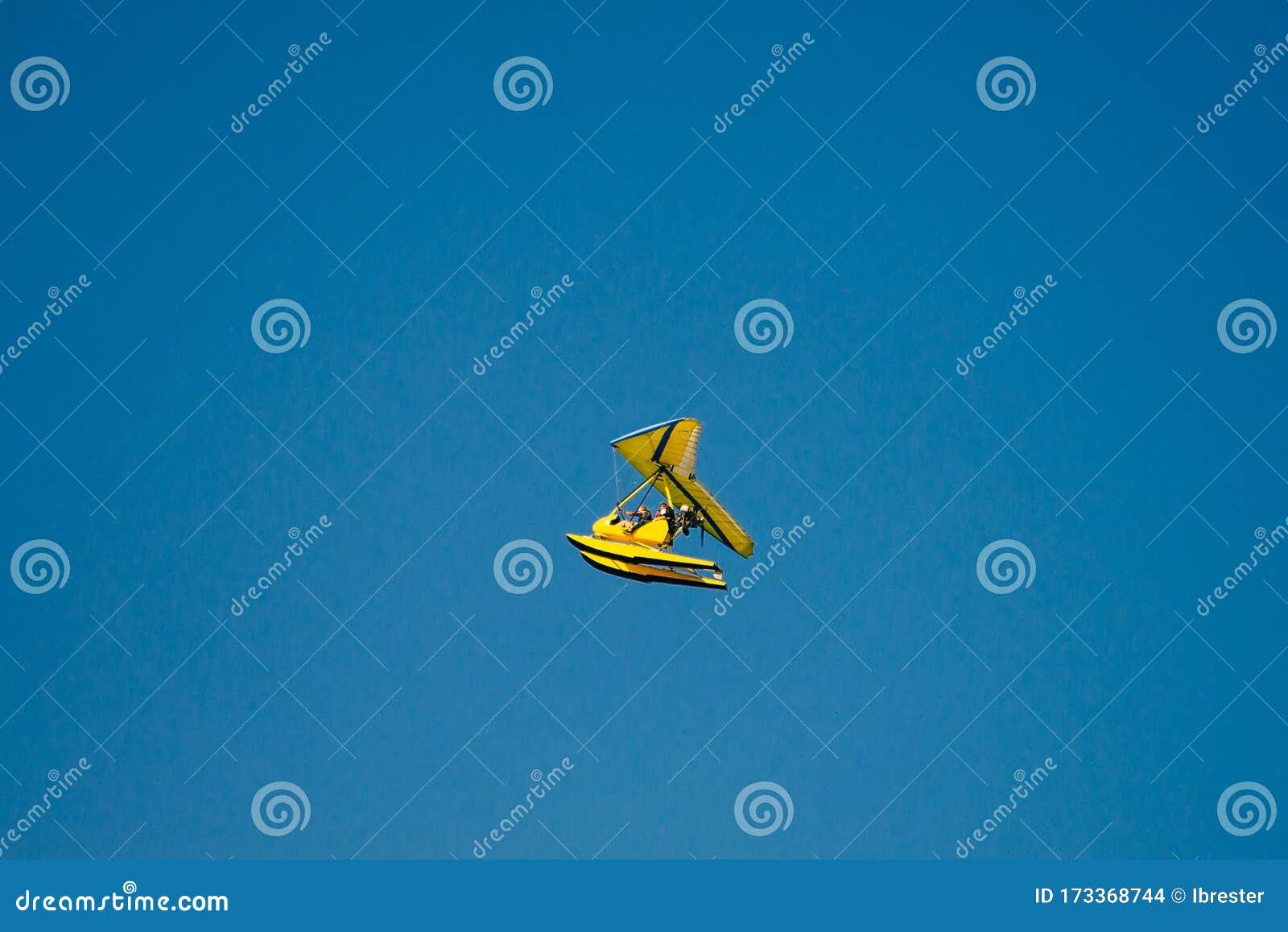 Small Yellow Red Seaplane Hydroplane Flying in the Sky Stock Photo ...