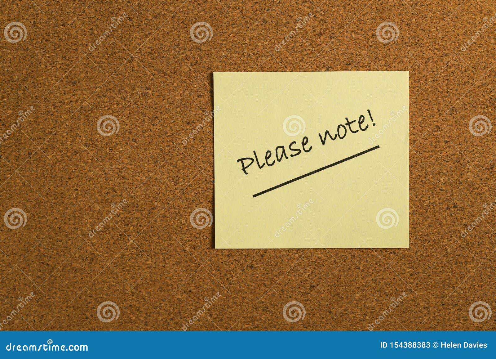 Small Yellow Sticky Note on Office Noticeboard Stock Image - Image of ...