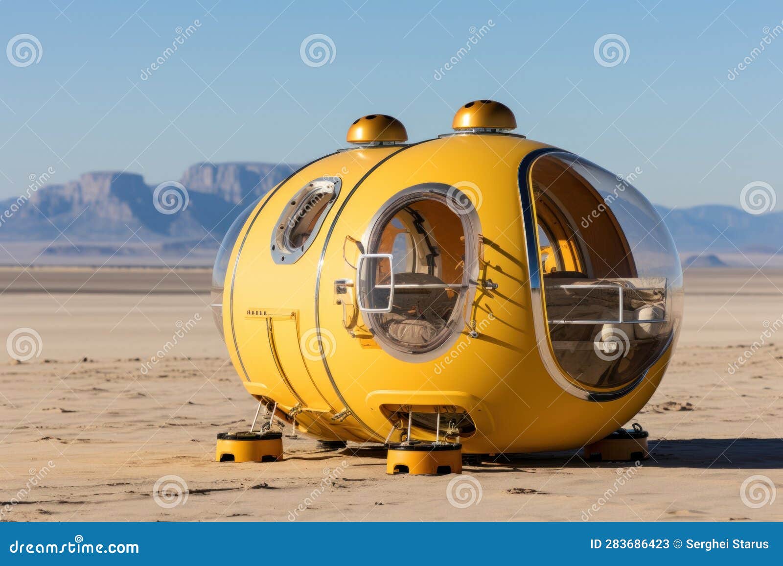 A Small Yellow Submarine Sitting on Top of a Sandy Beach. Generative AI ...
