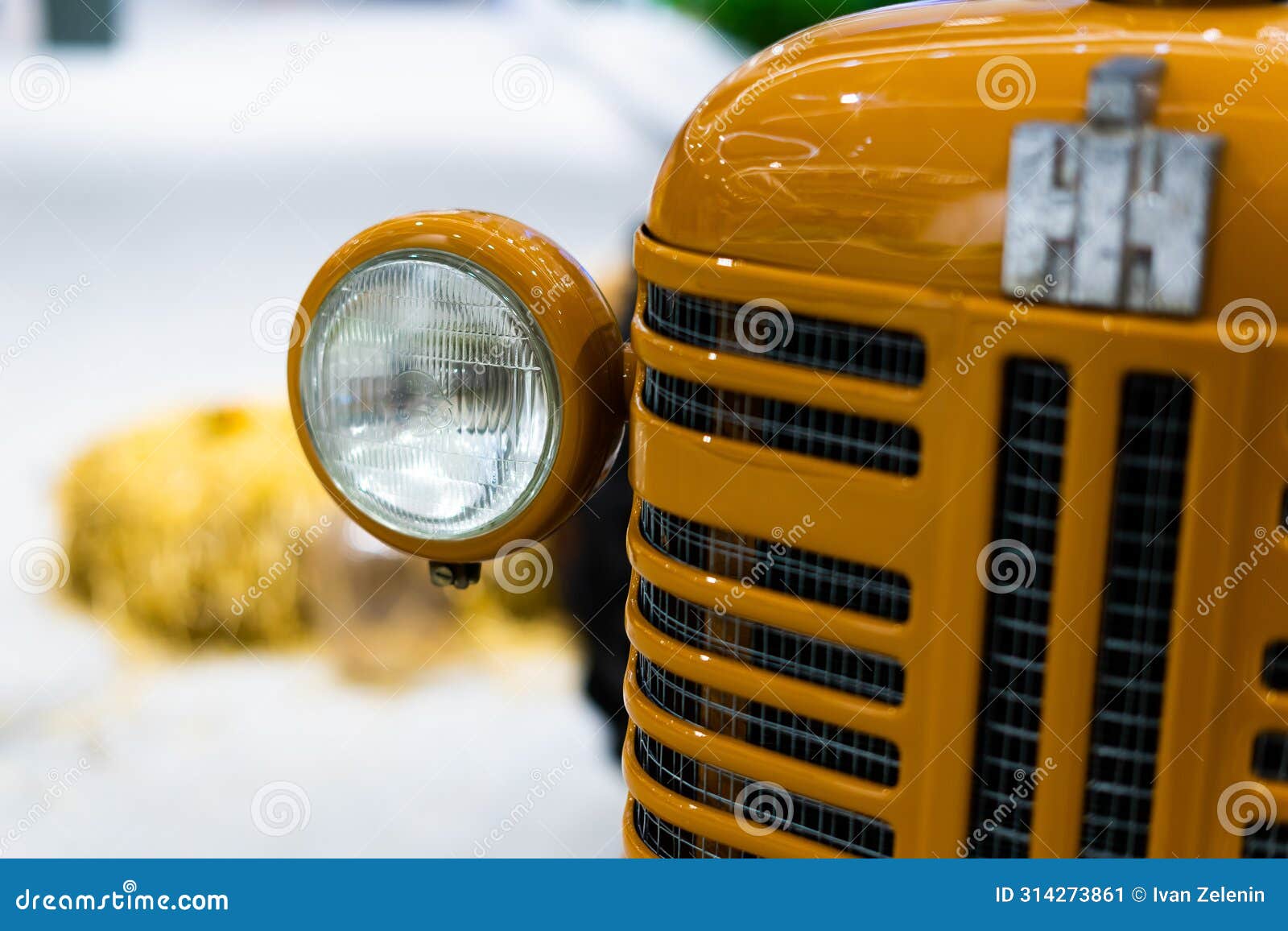 Small Yellow Tractor in Exhibition, Closeup Details, Wheels Stock Image ...