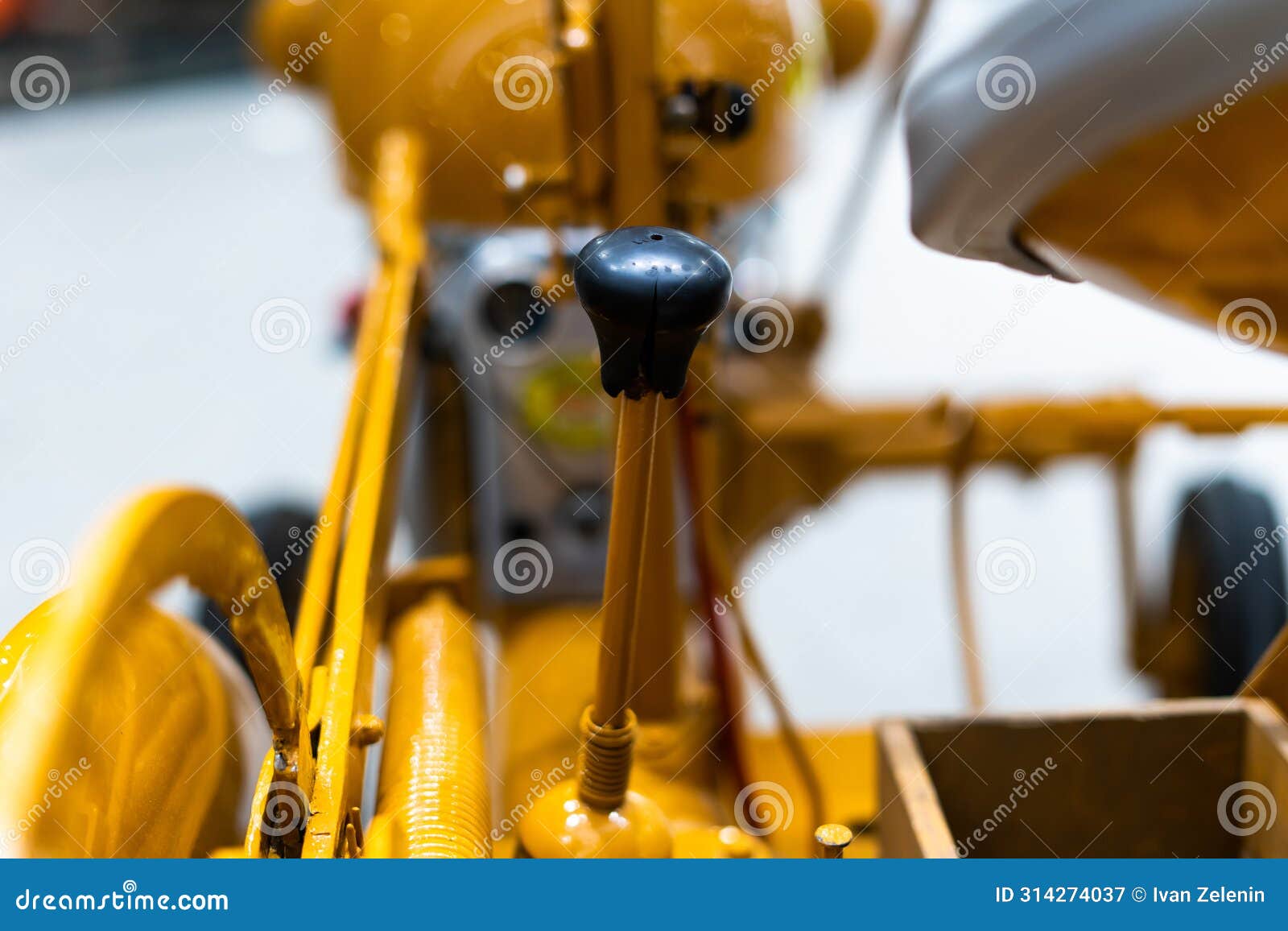 Small Yellow Tractor in Exhibition, Closeup Details, Wheels Stock Image ...