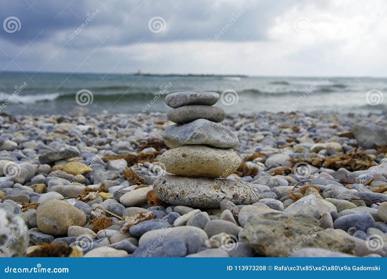 Small Zen Stone Tower on the Beach Stock Photo - Image of efforts ...