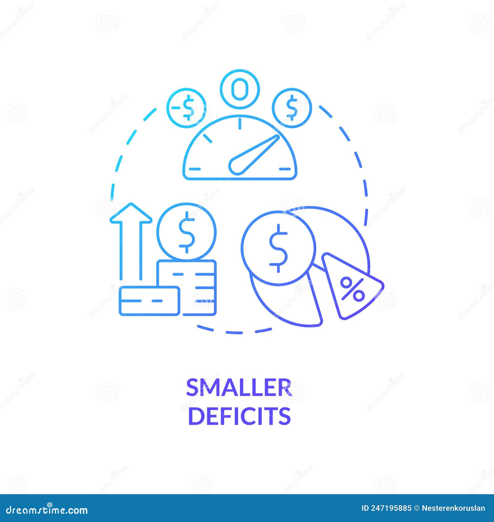 Smaller Deficits Blue Gradient Concept Icon Stock Vector - Illustration ...