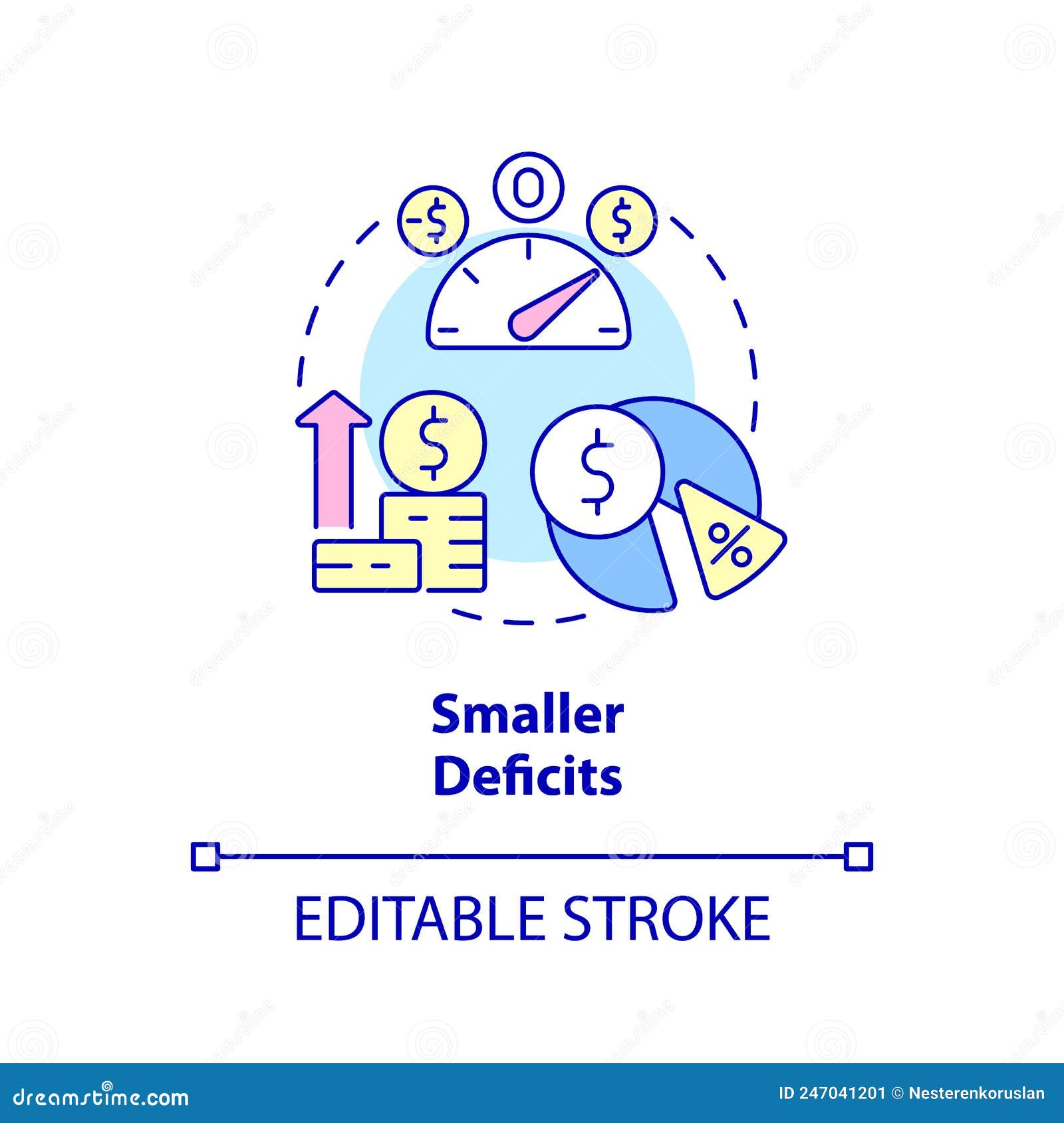 Smaller Deficit Light Blue Concept Icon Vector Illustration ...