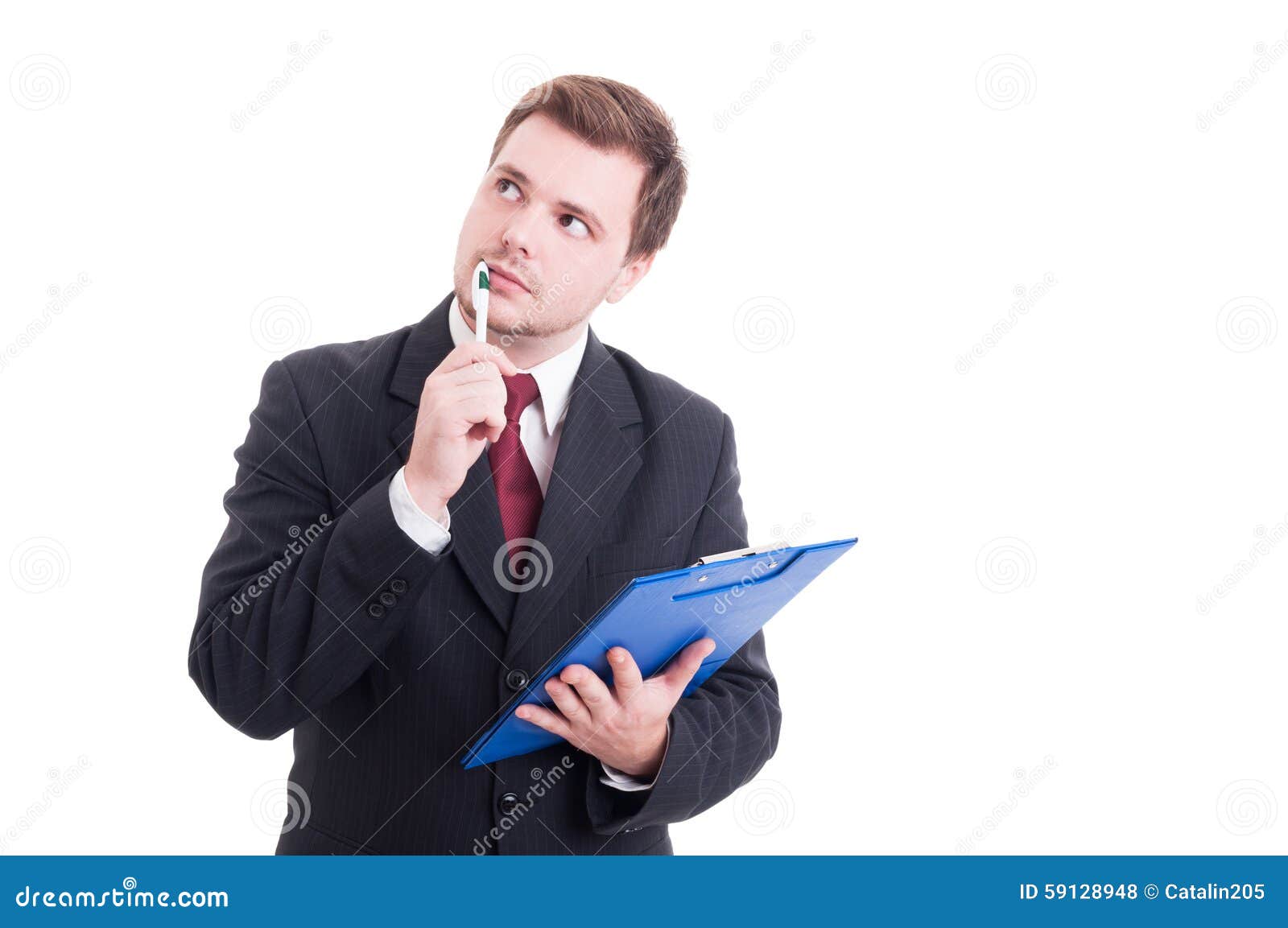 Smart Accountant or Financial Manager Holding Clipboard and Thin Stock ...