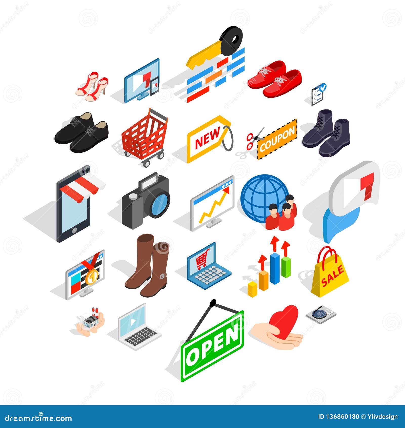 Smart Advertising Icons Set, Isometric Style Stock Vector ...
