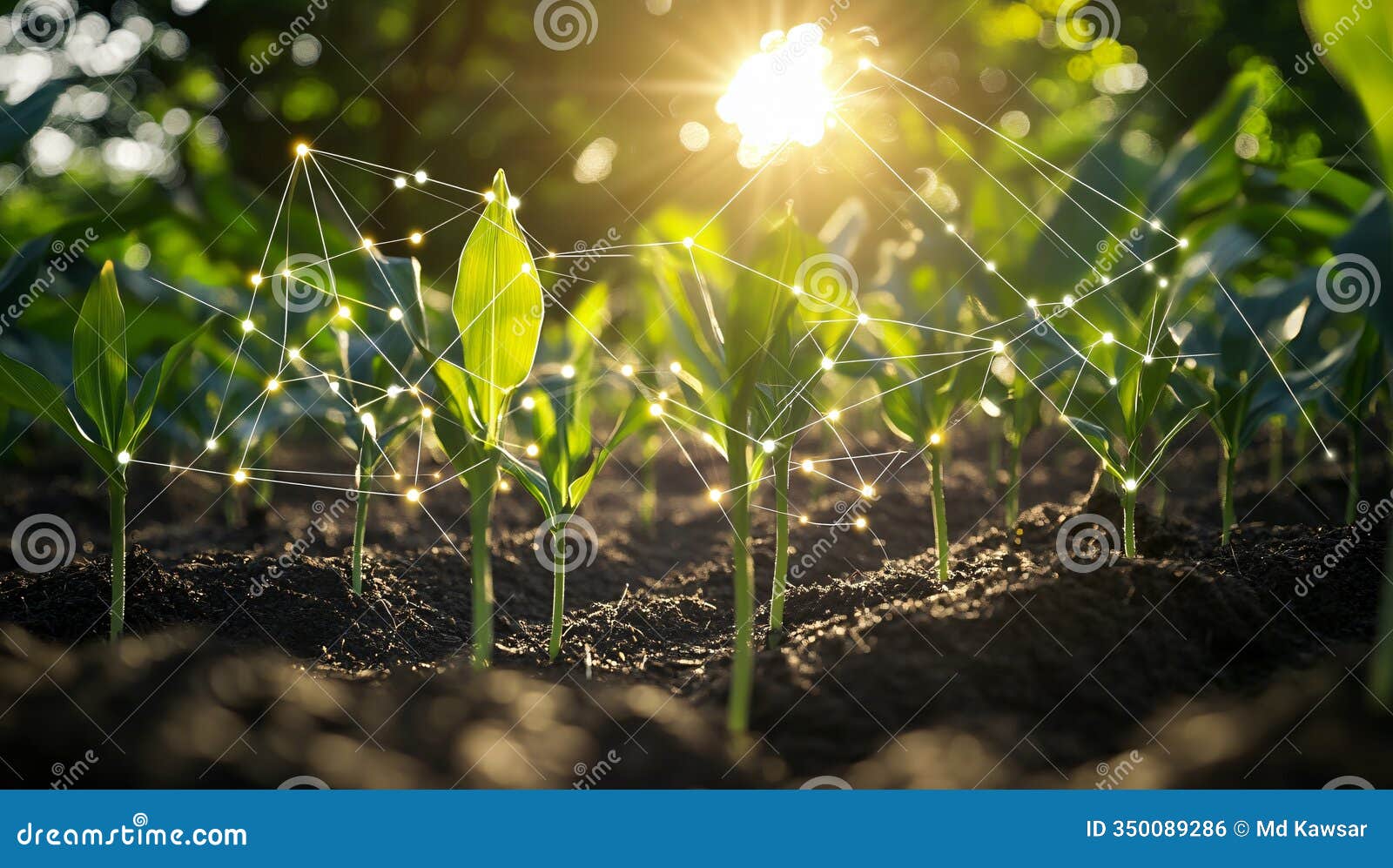 Smart Agriculture: Connected Young Plants Growing High Quality Image ...