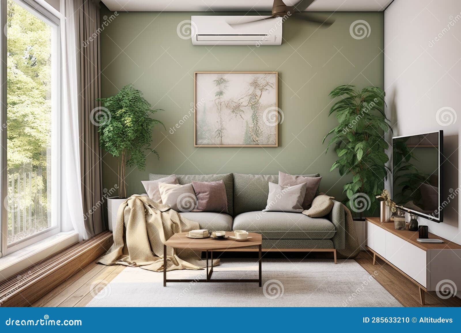 Smart Air Conditioner on a Living Room Wall Stock Photo - Image of ...