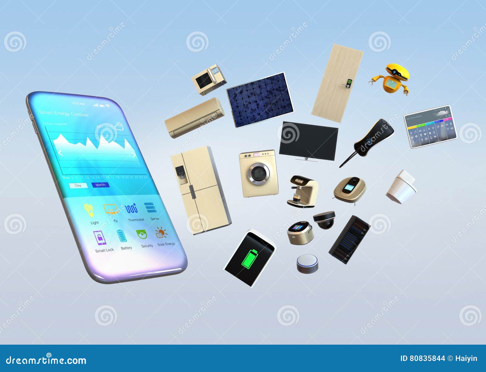 Smart Appliances Pop Up from Smart Phone Stock Illustration ...