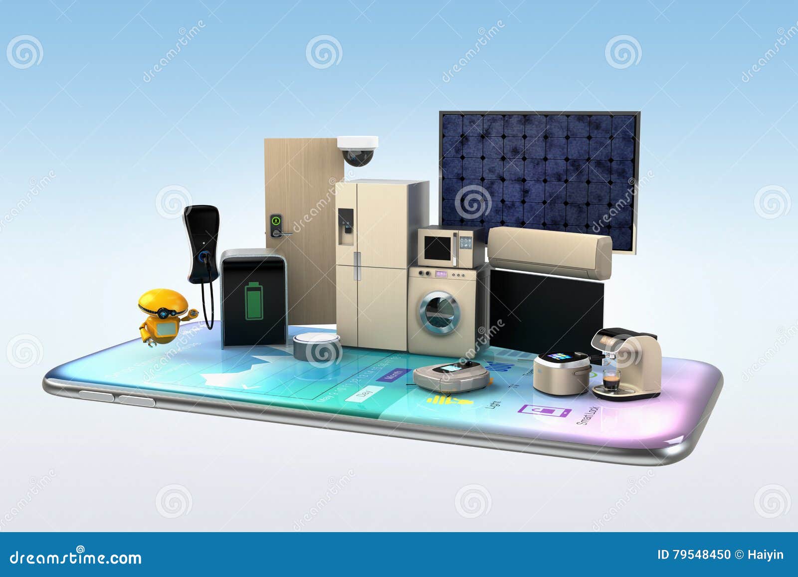 Smart Appliances on a Smart Phone Stock Illustration - Illustration of ...