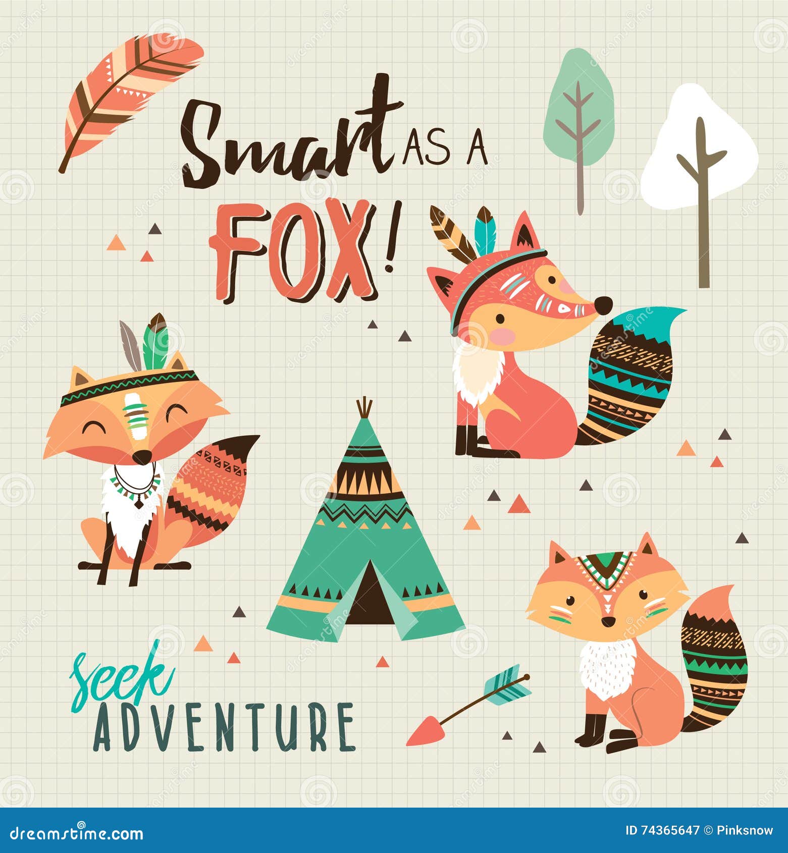 Smart as a fox! stock vector. Illustration of typography - 74365647