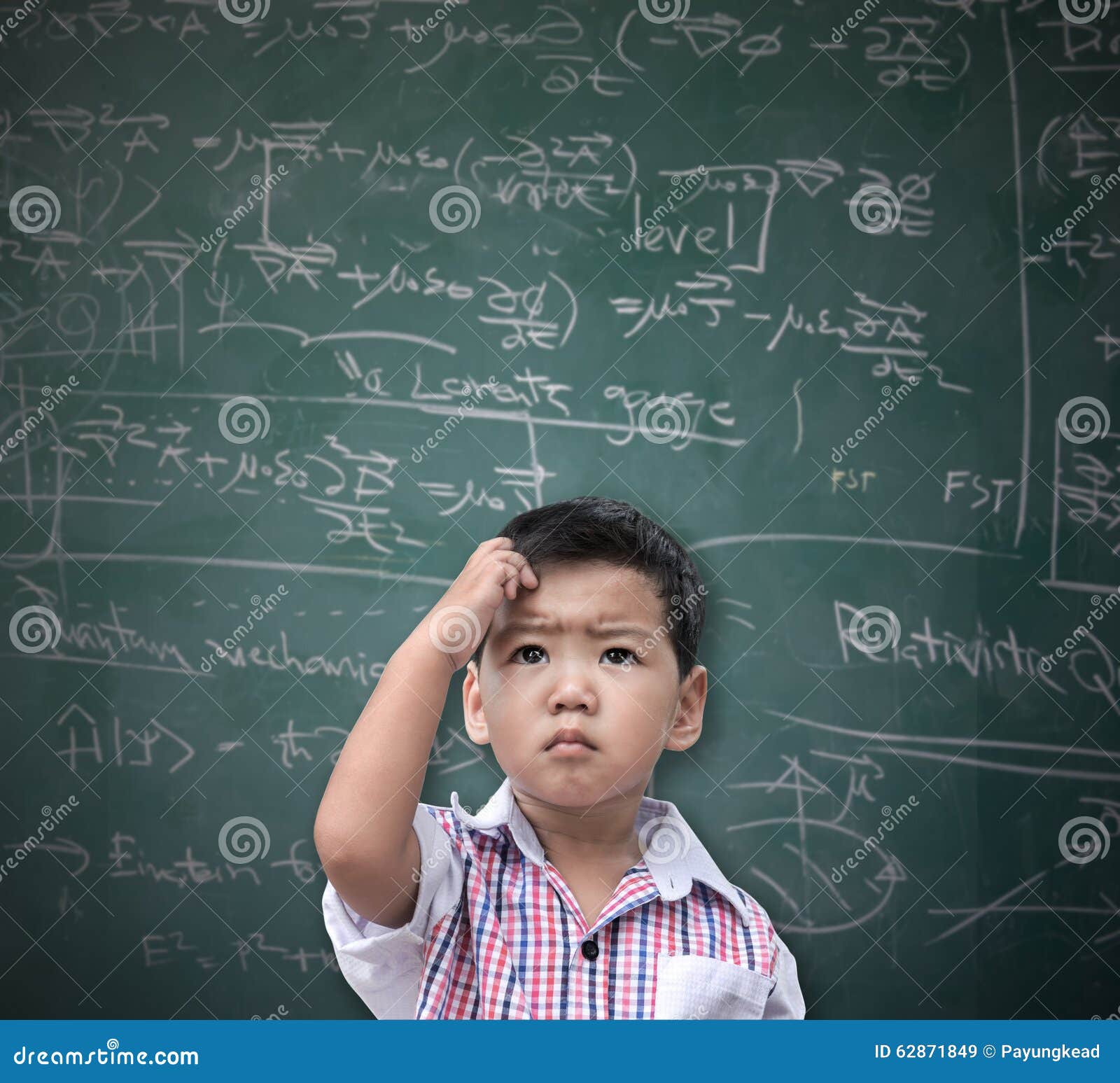 Smart Asian boy thinking stock image. Image of learn - 62871849