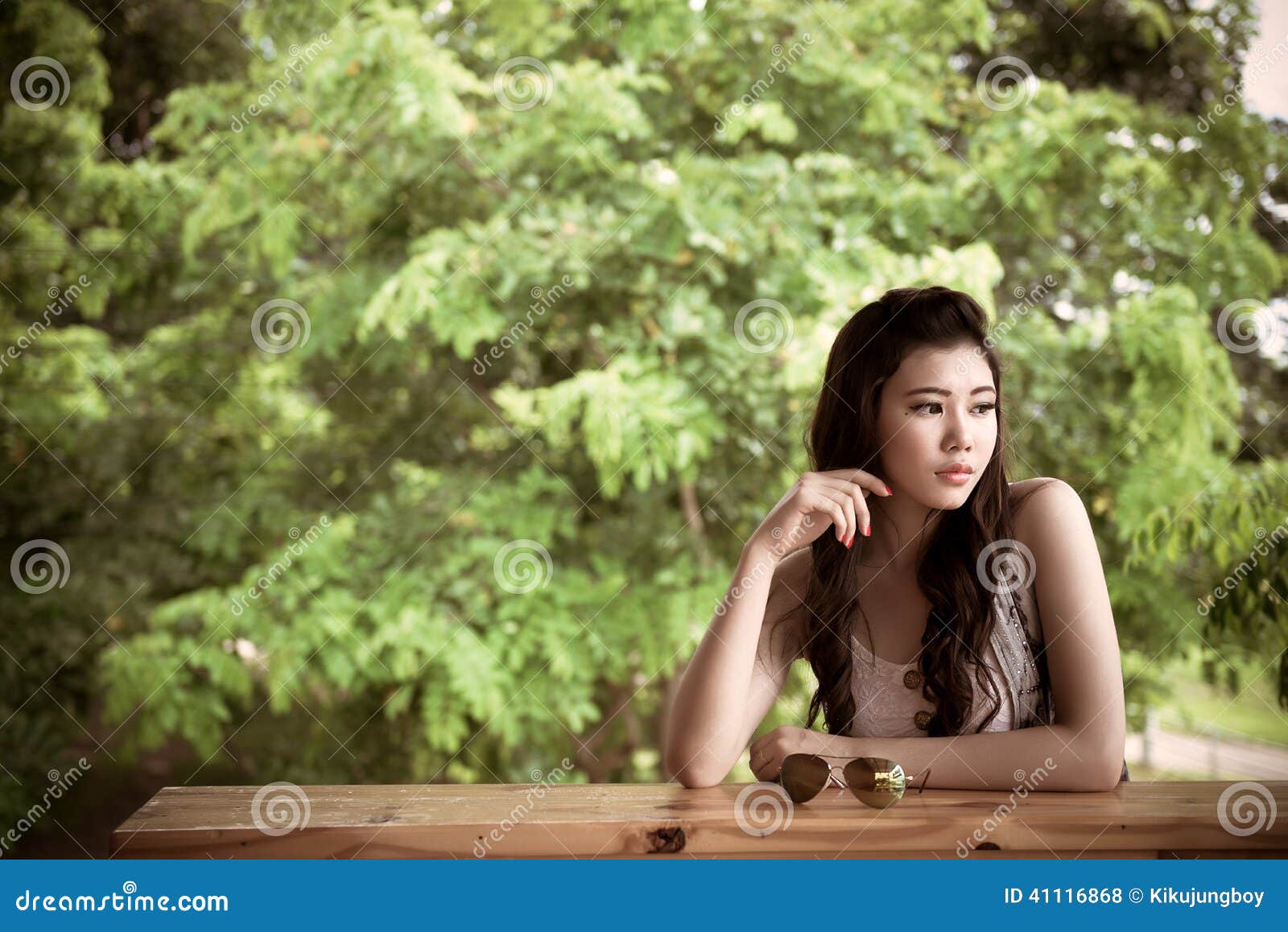 Smart Asian Girl Thinking of Something Stock Photo - Image of pretty ...