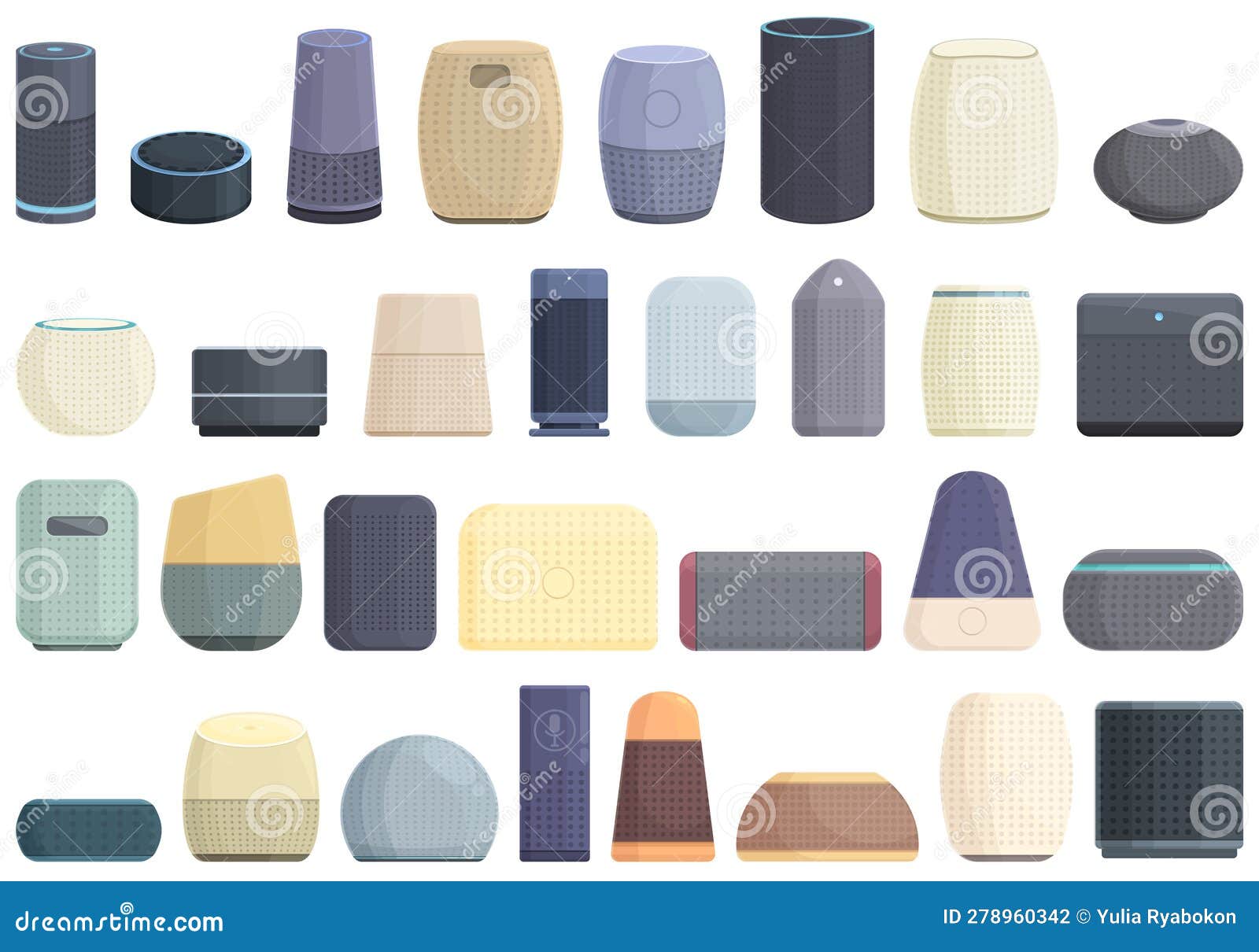 Smart Assistant Icons Set Cartoon . Smart Voice Stock Illustration ...