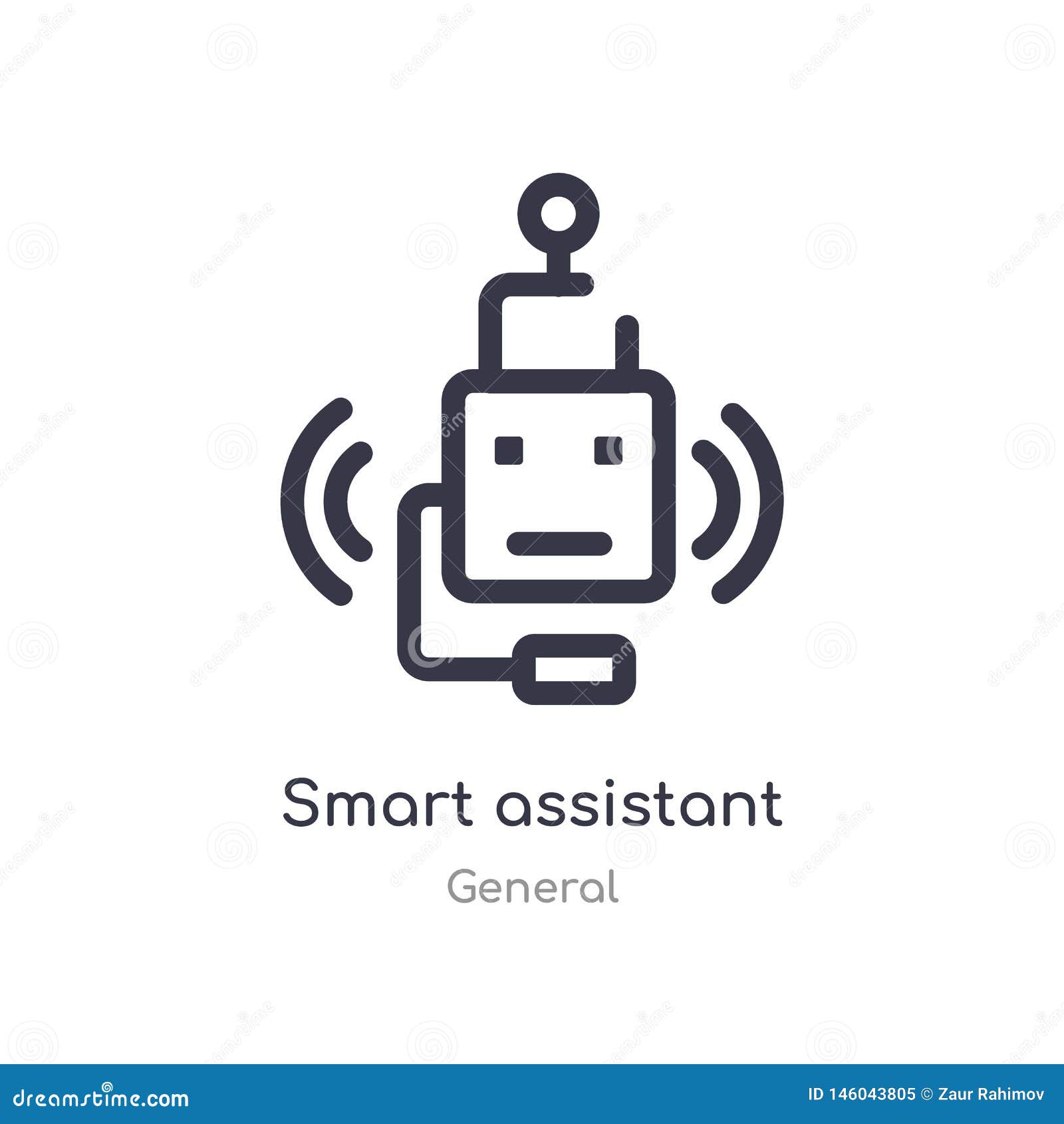 Smart Assistant Outline Icon. Isolated Line Vector Illustration from ...