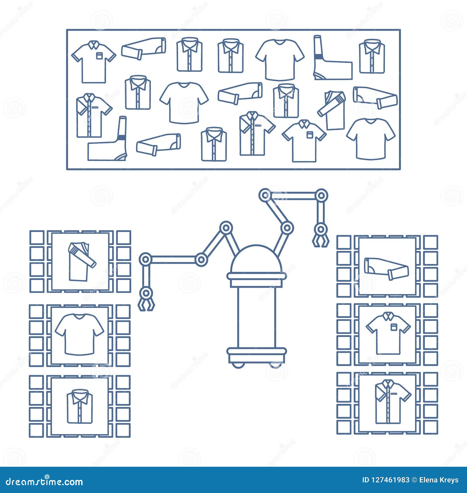 Smart Automatic Robotic Sorting of Clothes. Stock Vector - Illustration ...