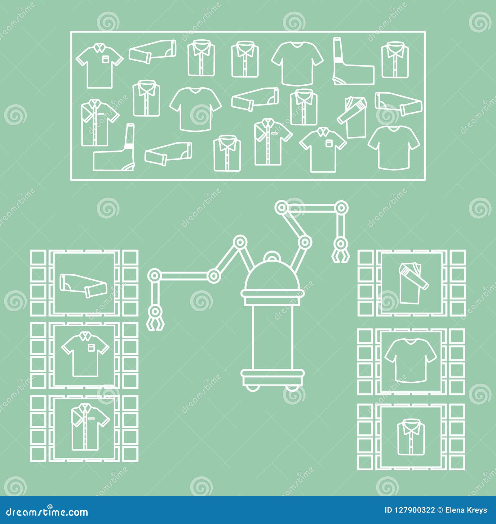 Smart Automatic Robotic Sorting of Clothes. Stock Vector - Illustration ...