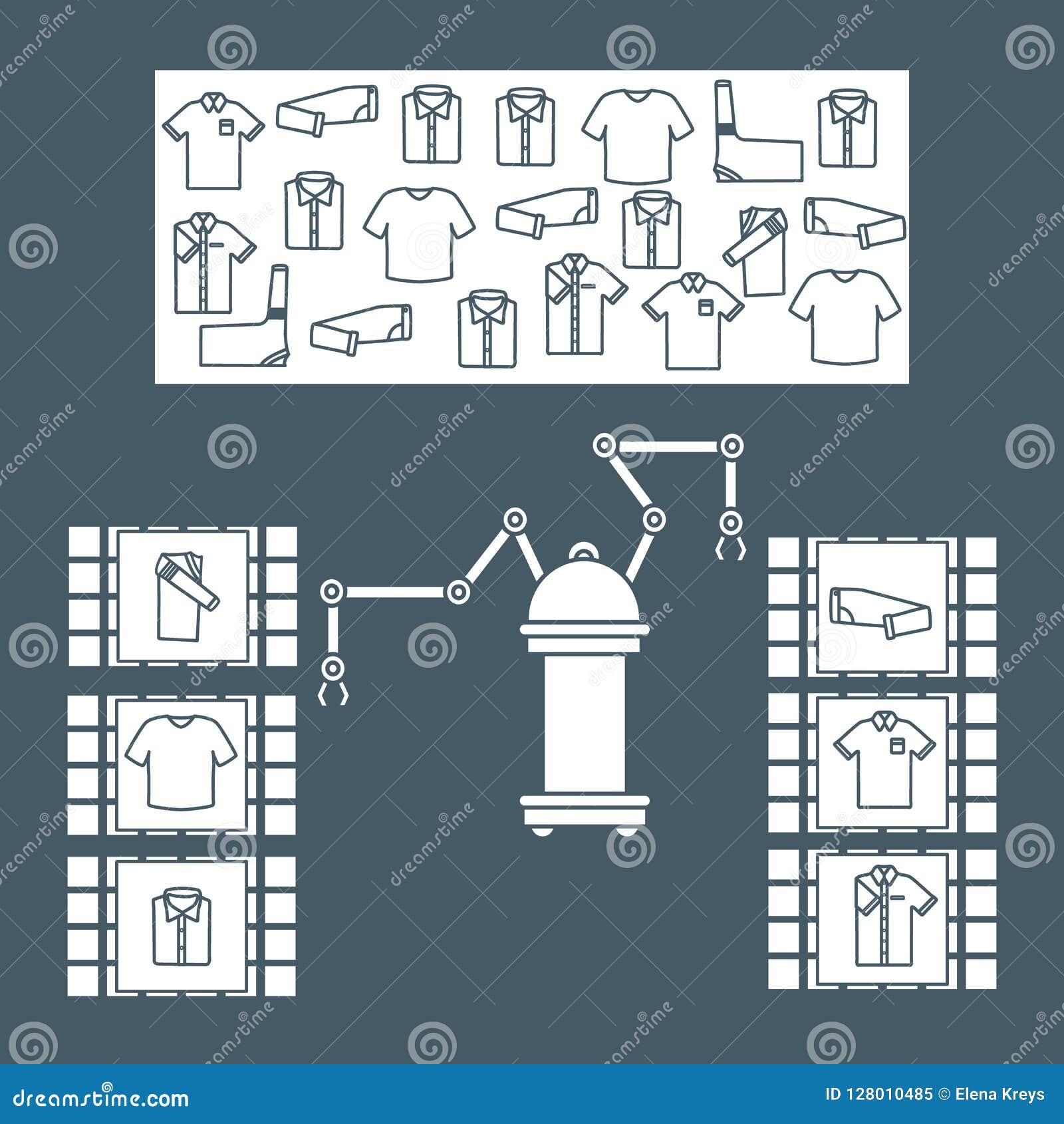 Smart Automatic Robotic Sorting of Clothes. Stock Vector - Illustration ...
