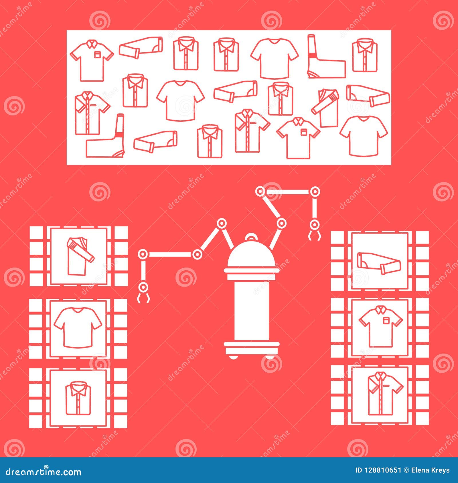 Smart Automatic Robotic Sorting of Clothes. Stock Vector - Illustration ...