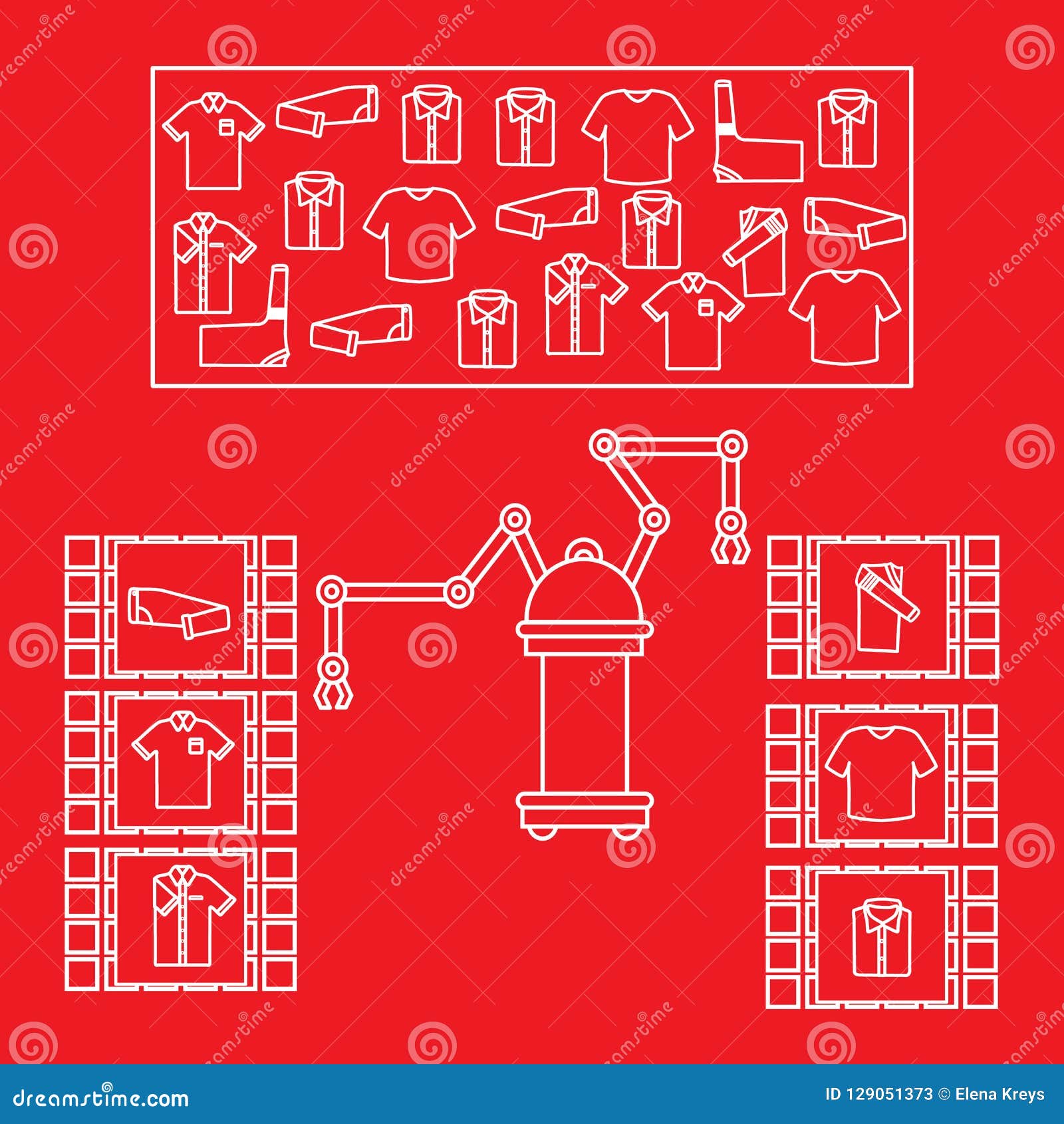 Smart Automatic Robotic Sorting of Clothes. Stock Vector - Illustration ...