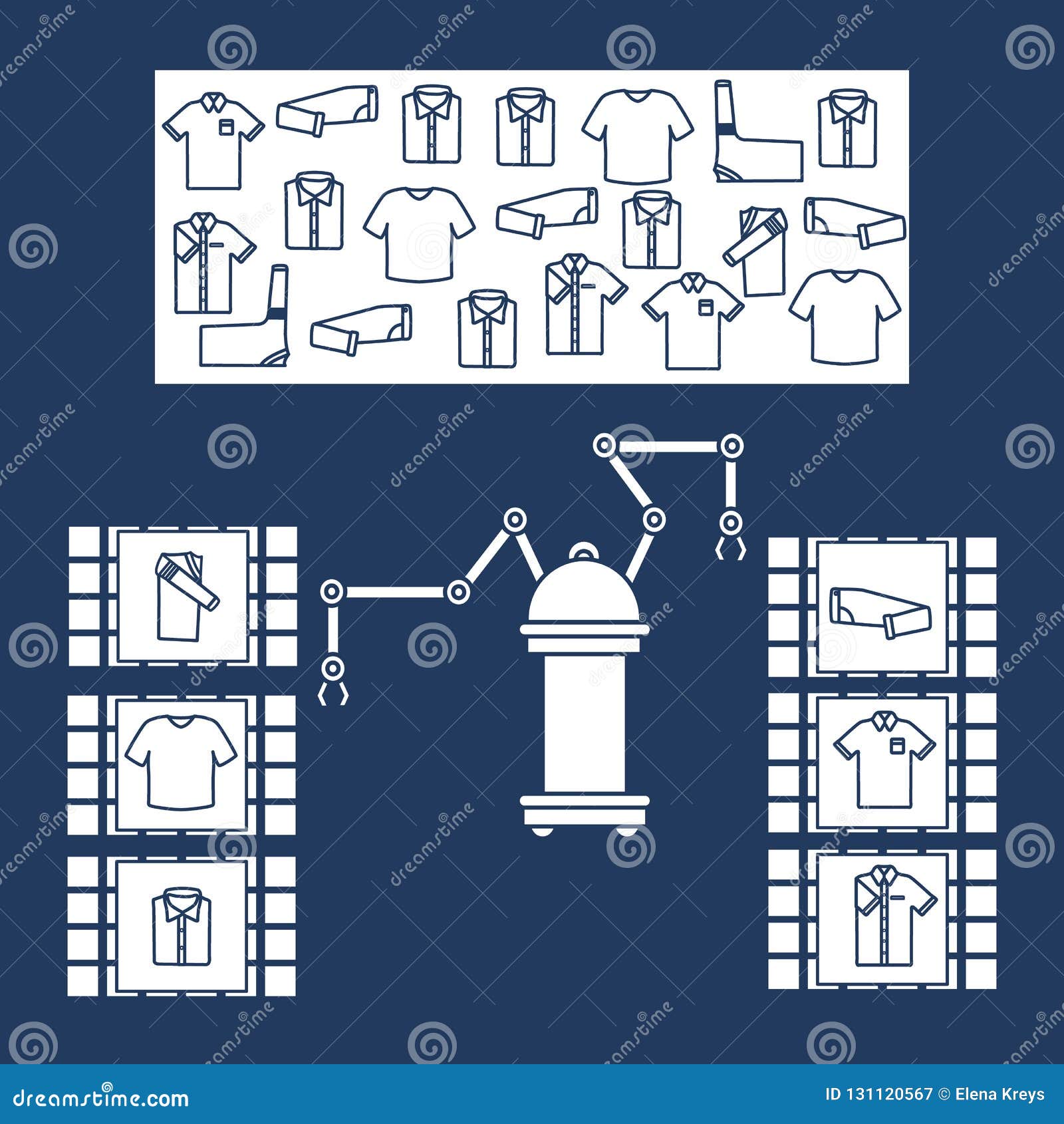 Smart Automatic Robotic Sorting of Clothes. Stock Vector - Illustration ...