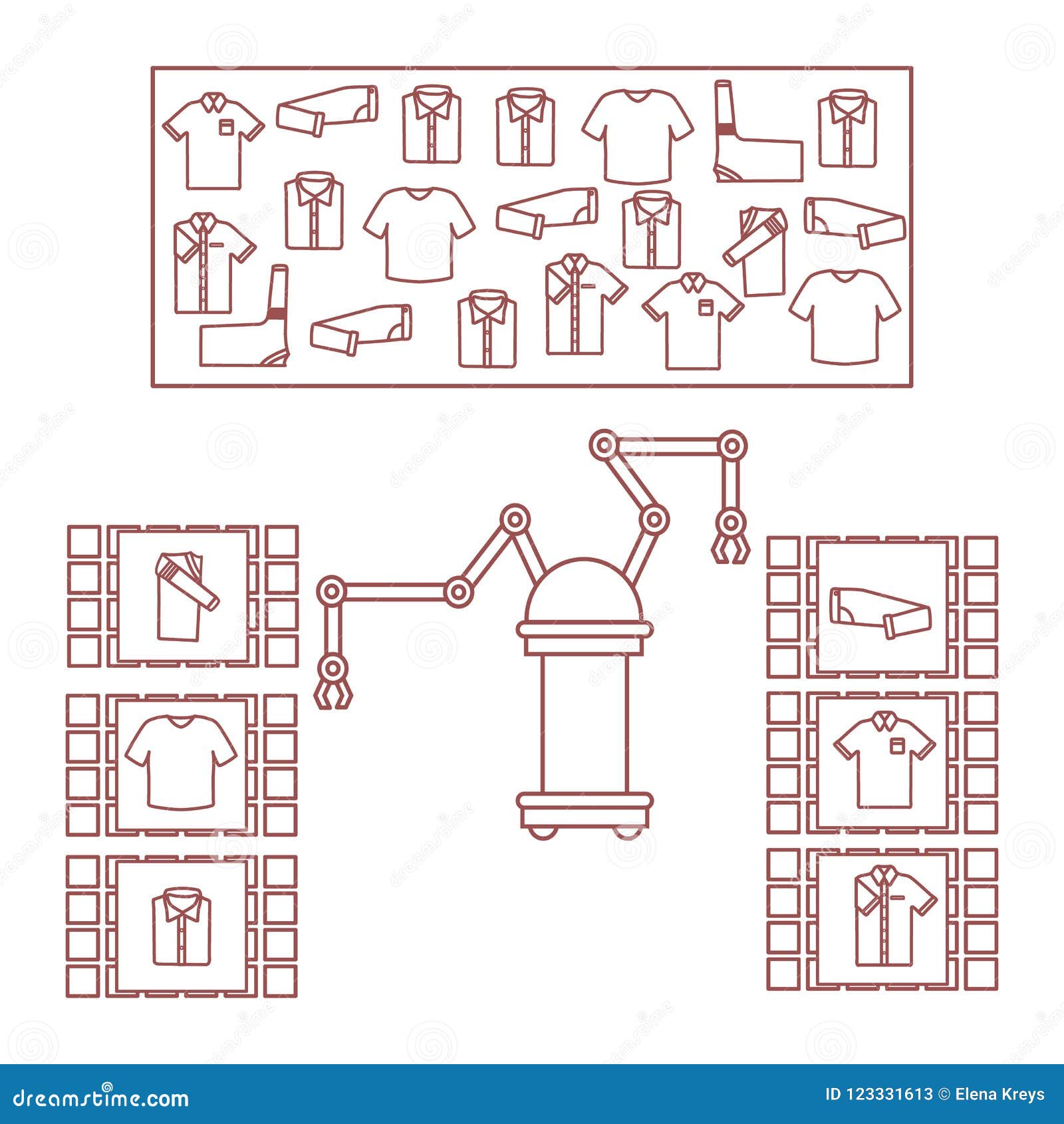 Smart Automatic Robotic Sorting of Clothes. Stock Vector - Illustration ...