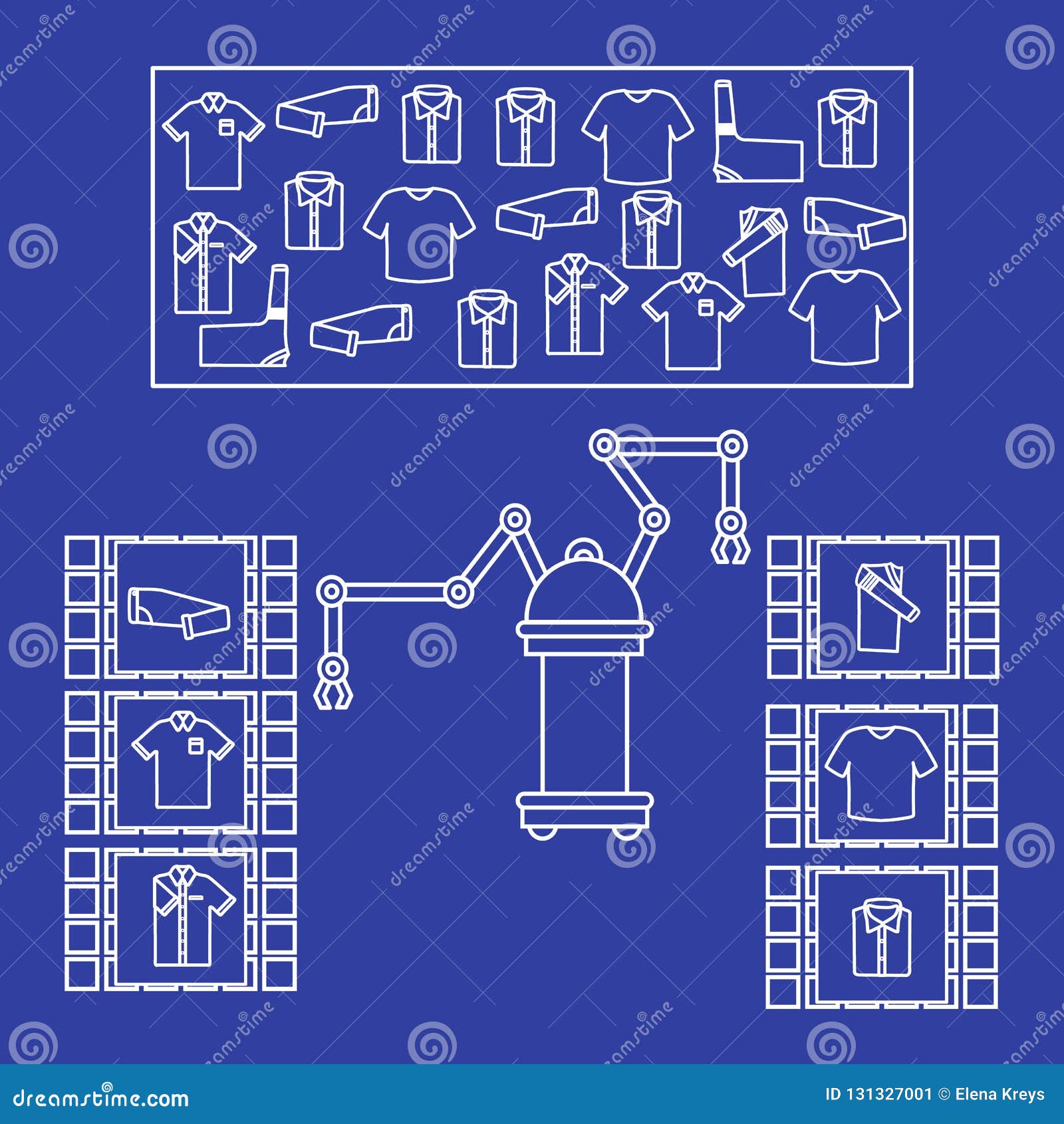 Smart Automatic Robotic Sorting of Clothes. Stock Vector - Illustration ...