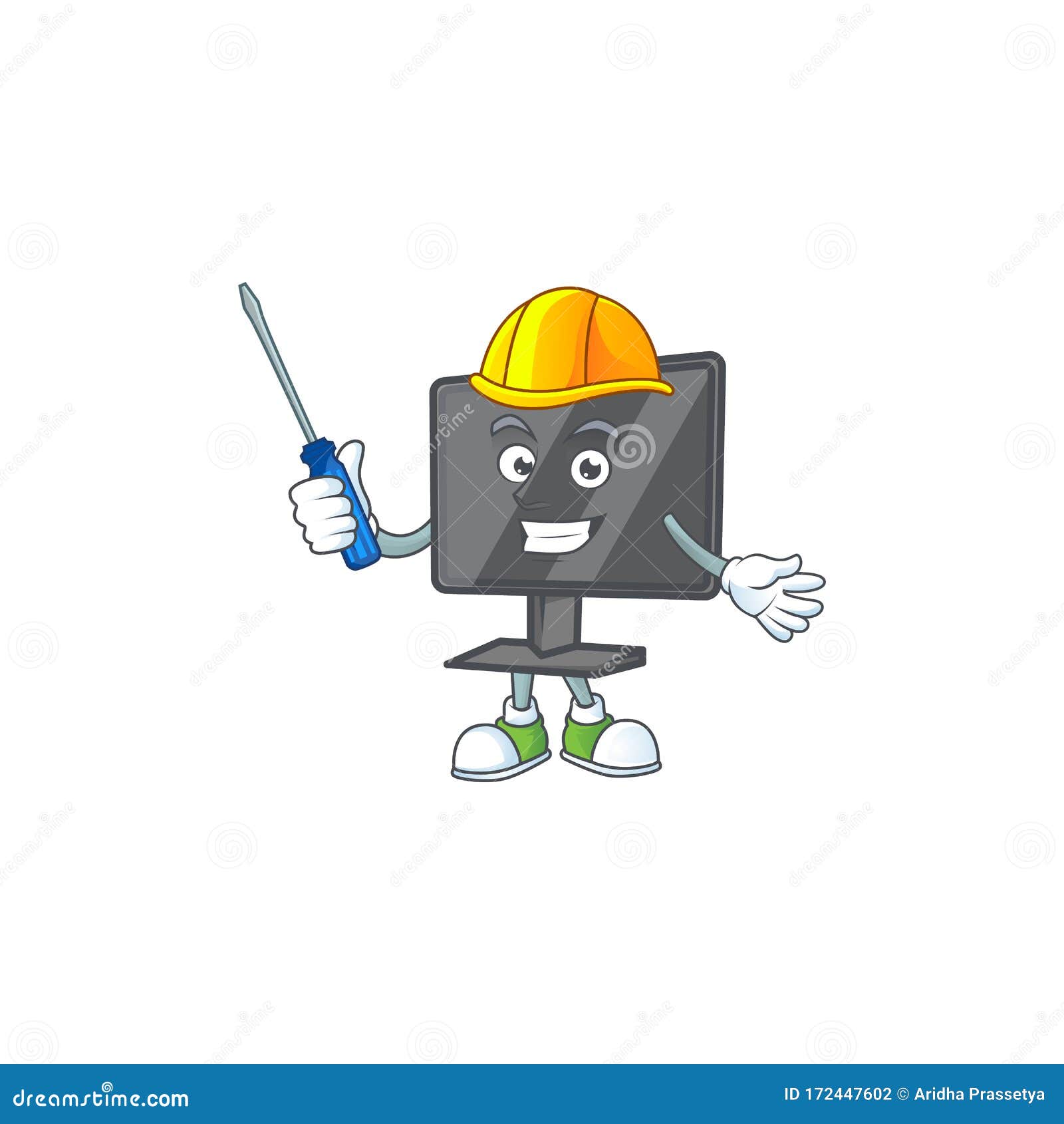 Smart Automotive Computer Screen in Cartoon Character Style Stock ...