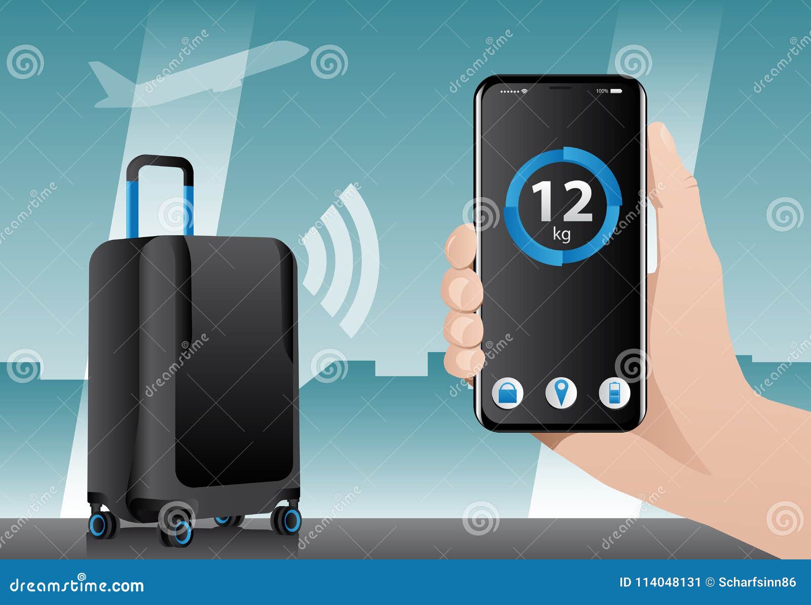 Smart Baggage with Wireless Control Stock Vector - Illustration of ...