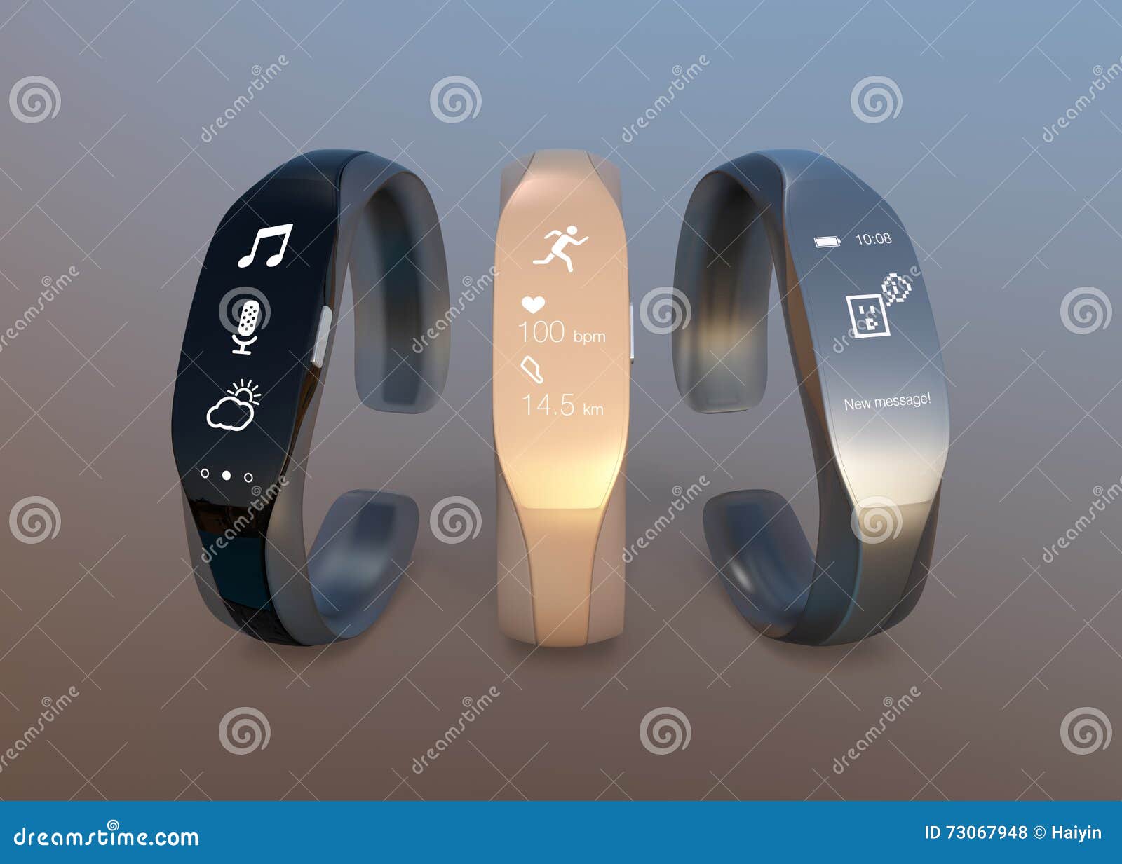 Smart Bands with Rubber Bracelet Stock Illustration - Illustration of ...