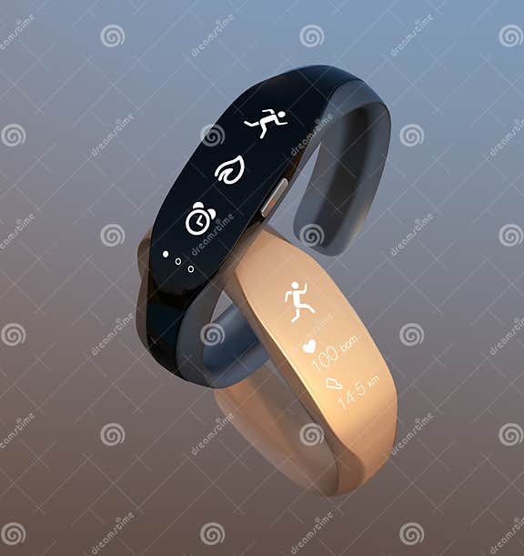 Smart Bands with Rubber Bracelet Stock Illustration - Illustration of ...