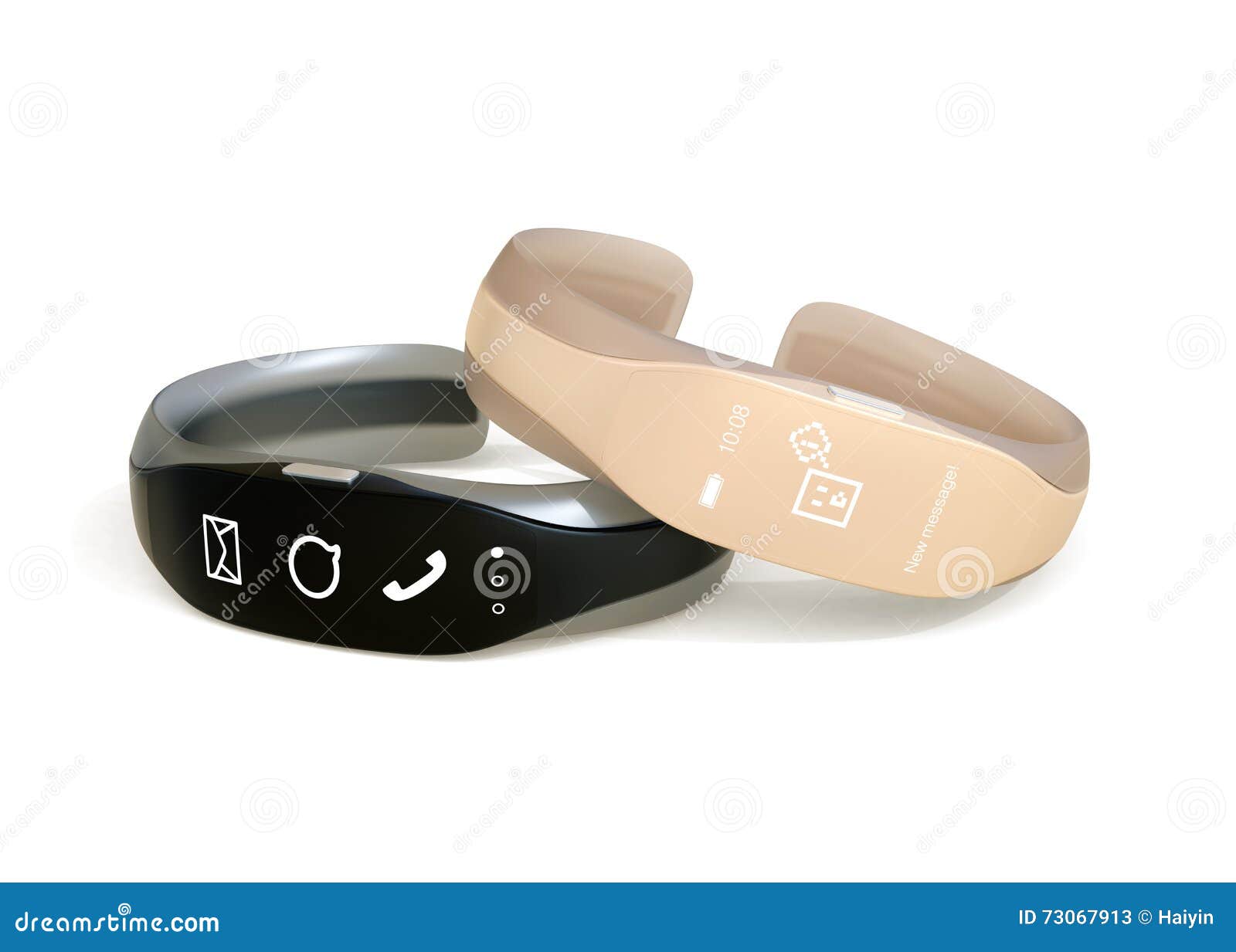 Smart Bands with Rubber Bracelet Isolated on White Background Stock ...