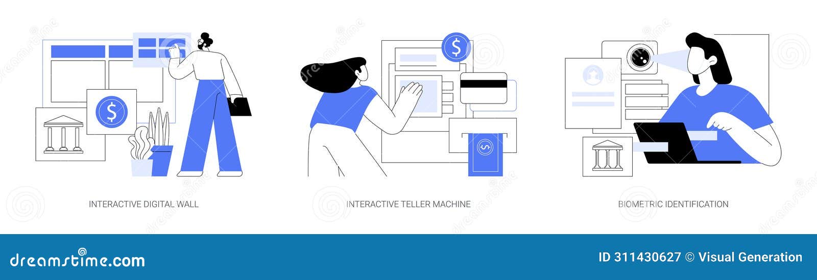 Interactive Teller Machine Isolated Cartoon Vector Illustrations ...